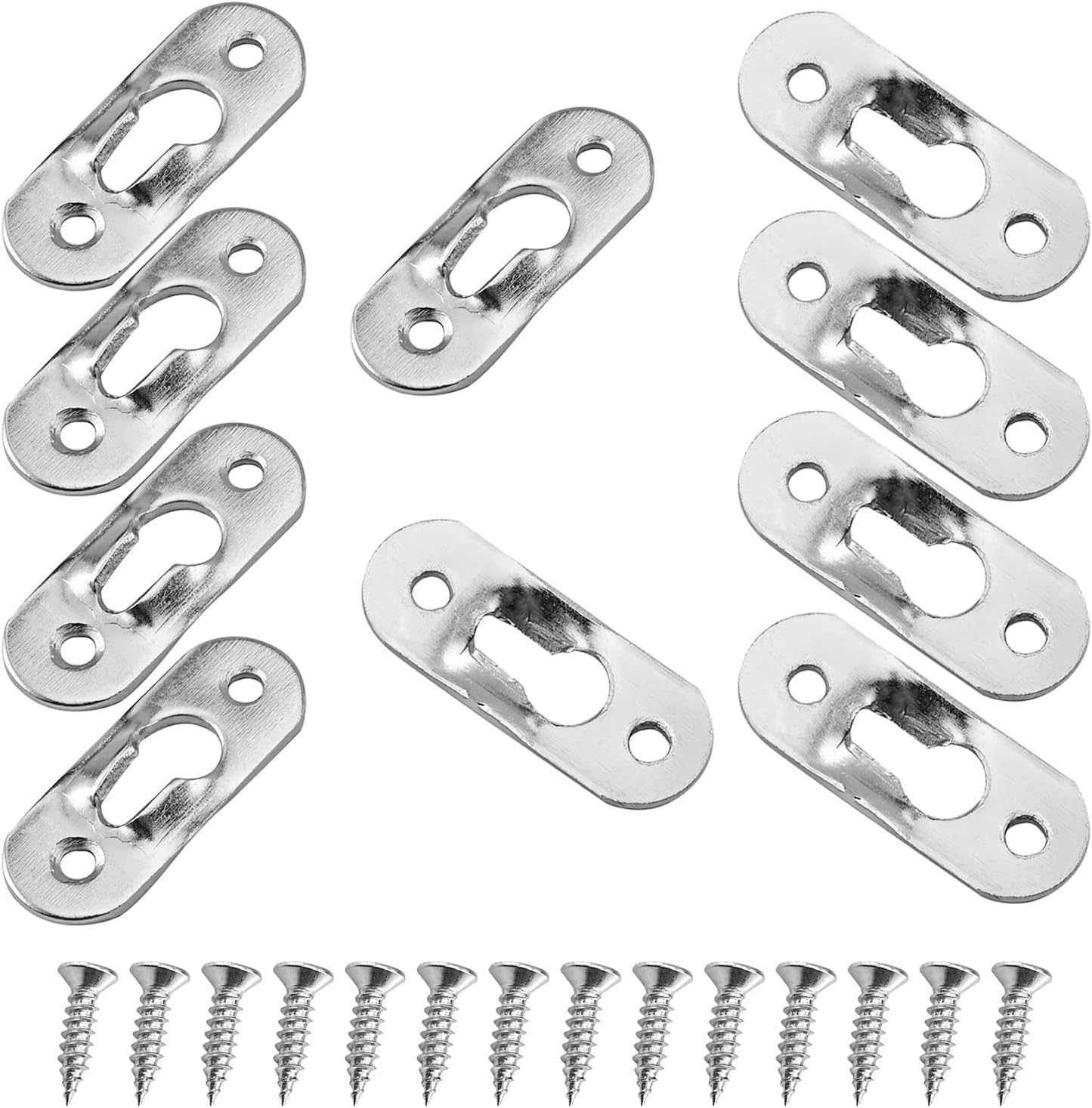 MroMax 20PCS Keyhole Hanging Plate 1.5" x 0.55" Single Hole Hook Metal ...