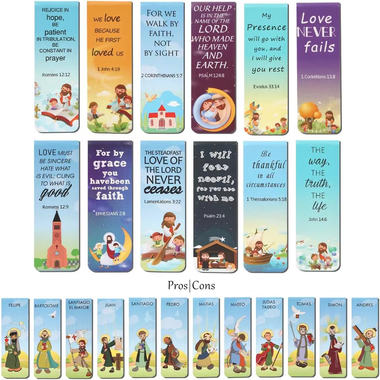 Amazon.com: Twelve Apostles Theme Magnetic Bible Verses Bookmarks with ...