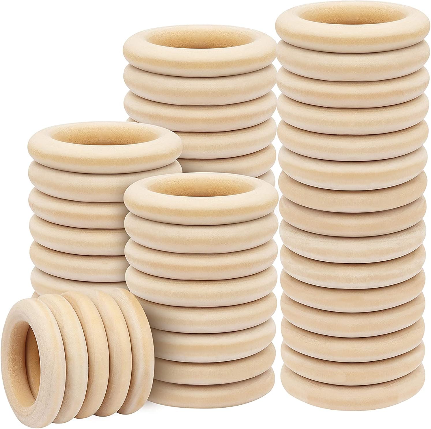 Amazon.com: 100PCS Unfinished Wood Rings Natural Wood Rings for Craft ...