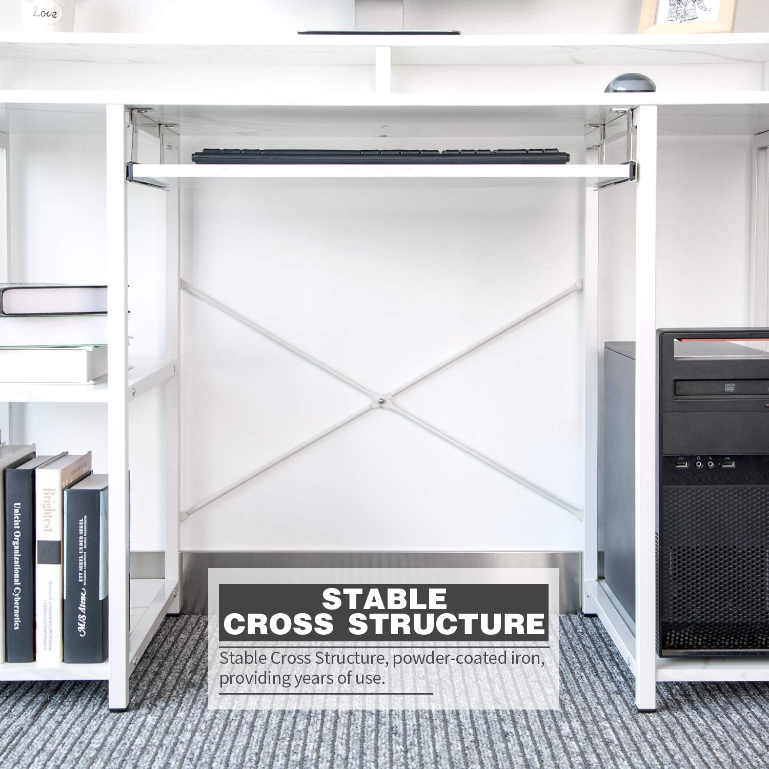 TOPSKY Computer Desk with Storage Shelves/23.2” Keyboard Tray/Monitor ...