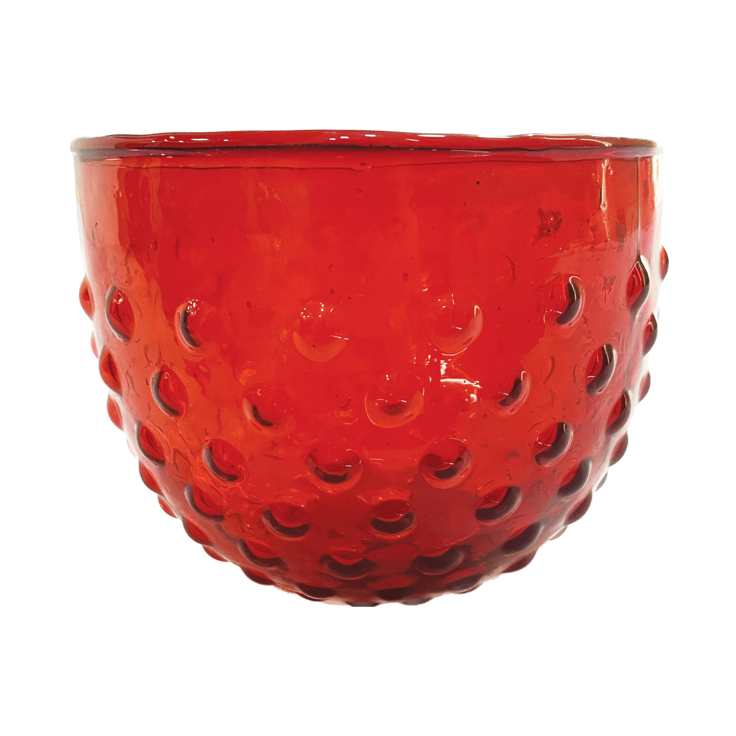 Amazon.com | Creative Co-Op Glass Hobnail Bowl/Votive Holder, Red ...