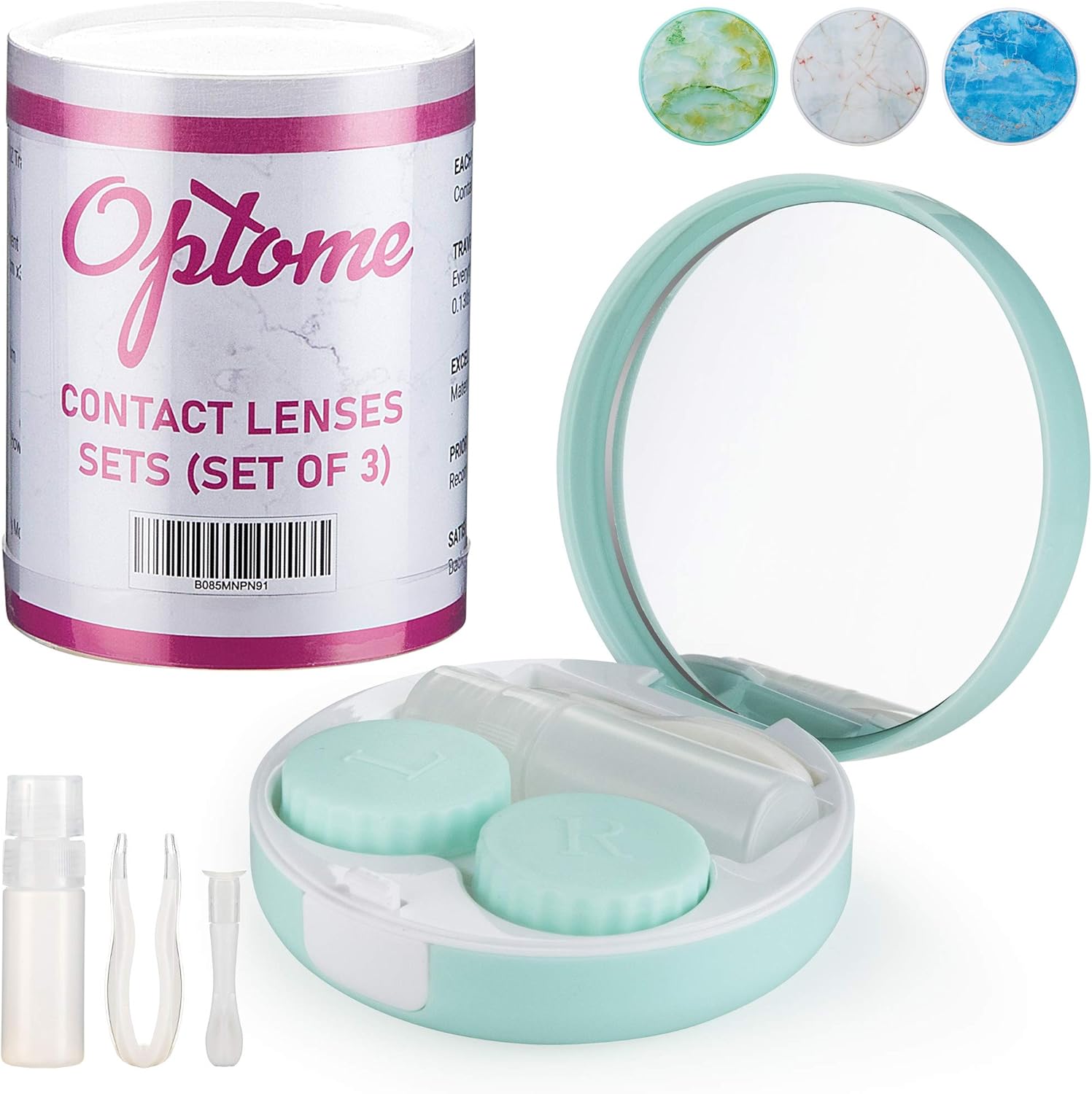 Amazon.com : Contact Lens Case -Set of 3 Cute Combo Marble Pattern ...