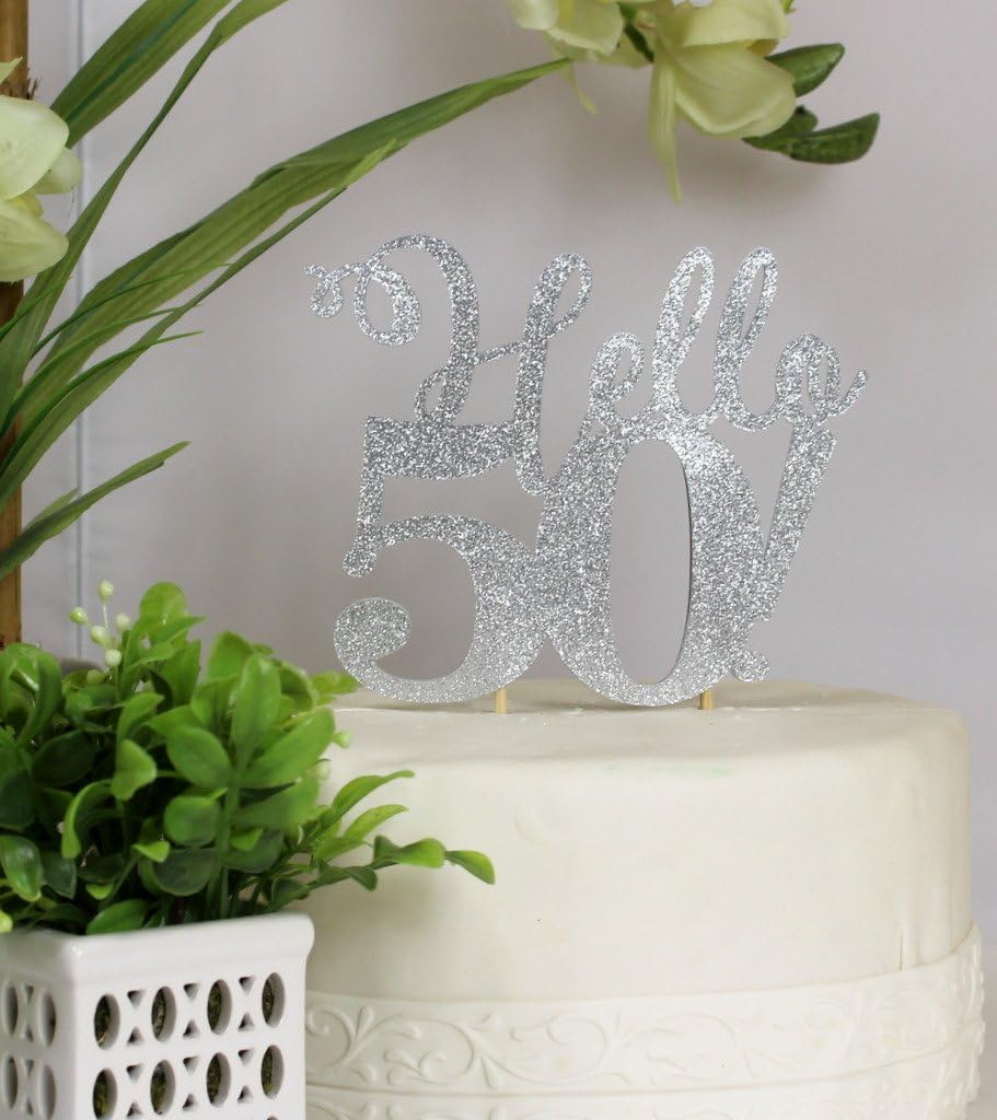 Amazon.com: All About Details Hello 50! Cake Topper,1pc, 50th Birthday ...