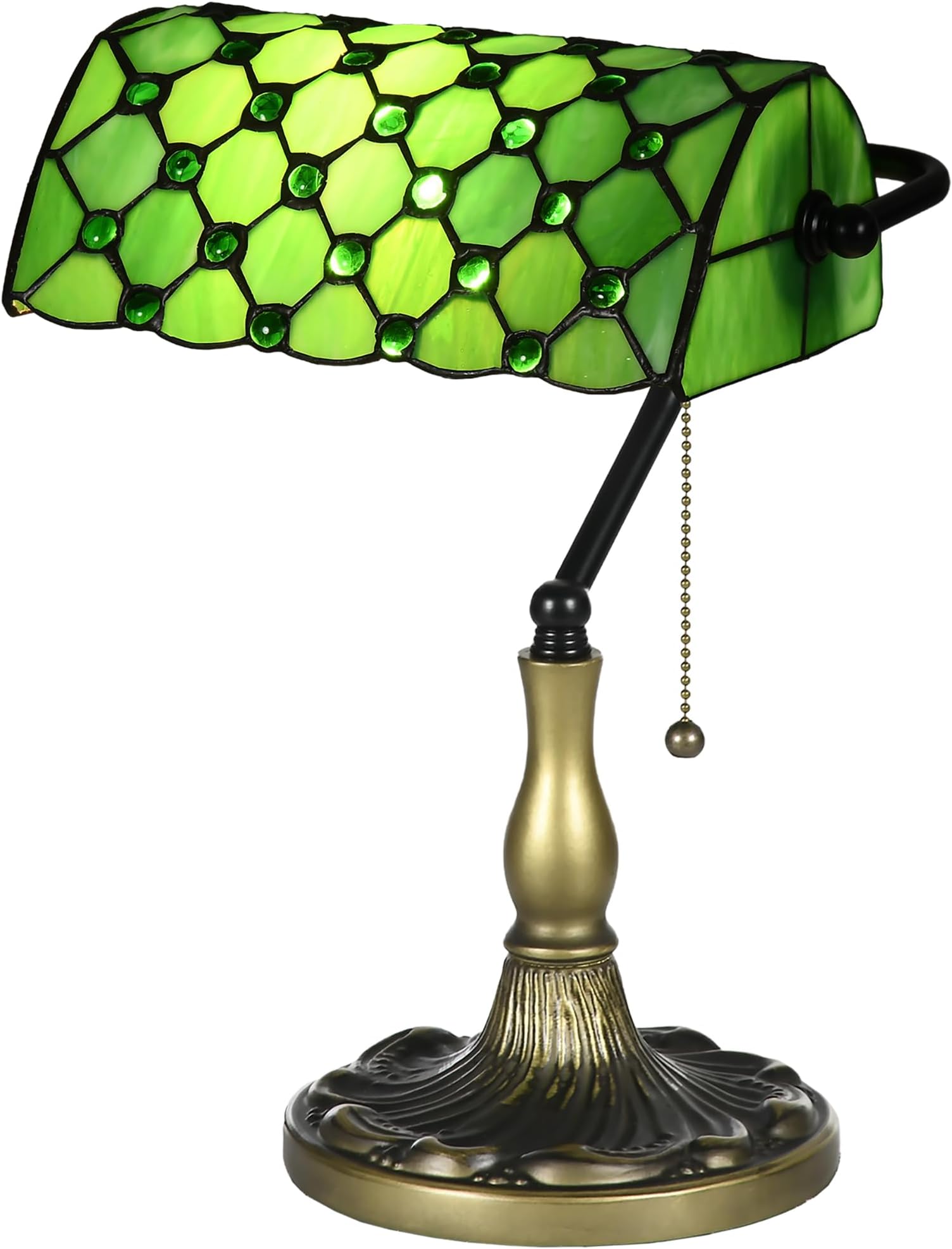 BOTOWI Tiffany Bankers Desk Lamp Vintage Stained Glass Table Lamp for ...
