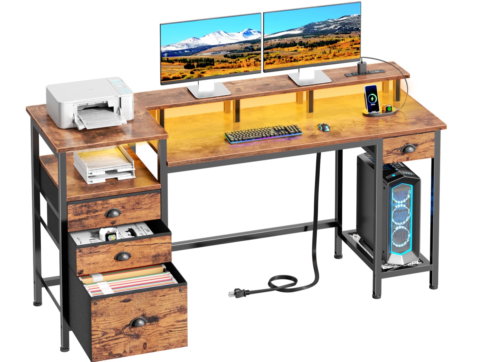 Computer Desk With Storage A4 Filing Drawer Home Office SEDETA Home