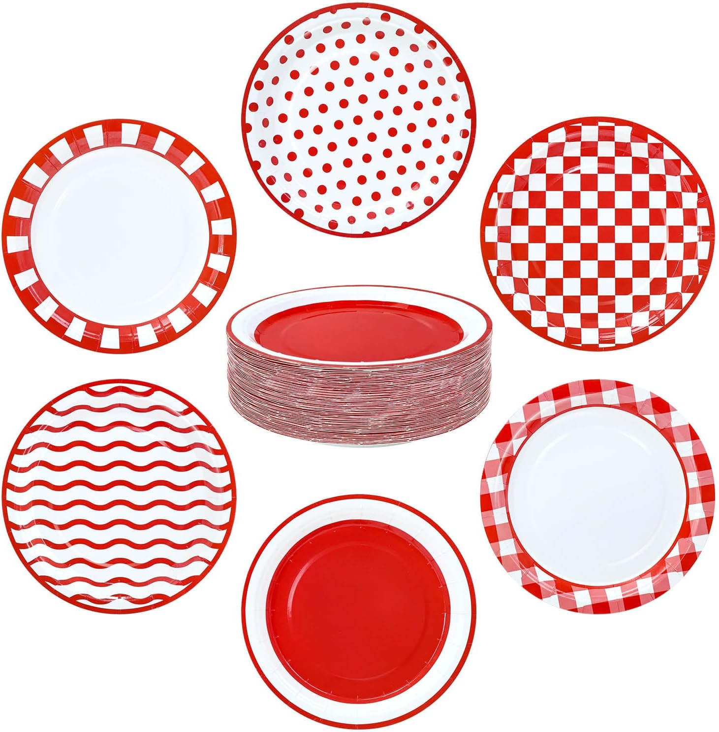 Amazon.com: SietDESEO 60 PCS Red Gingham Paper Plates 7 Inch Disposable ...