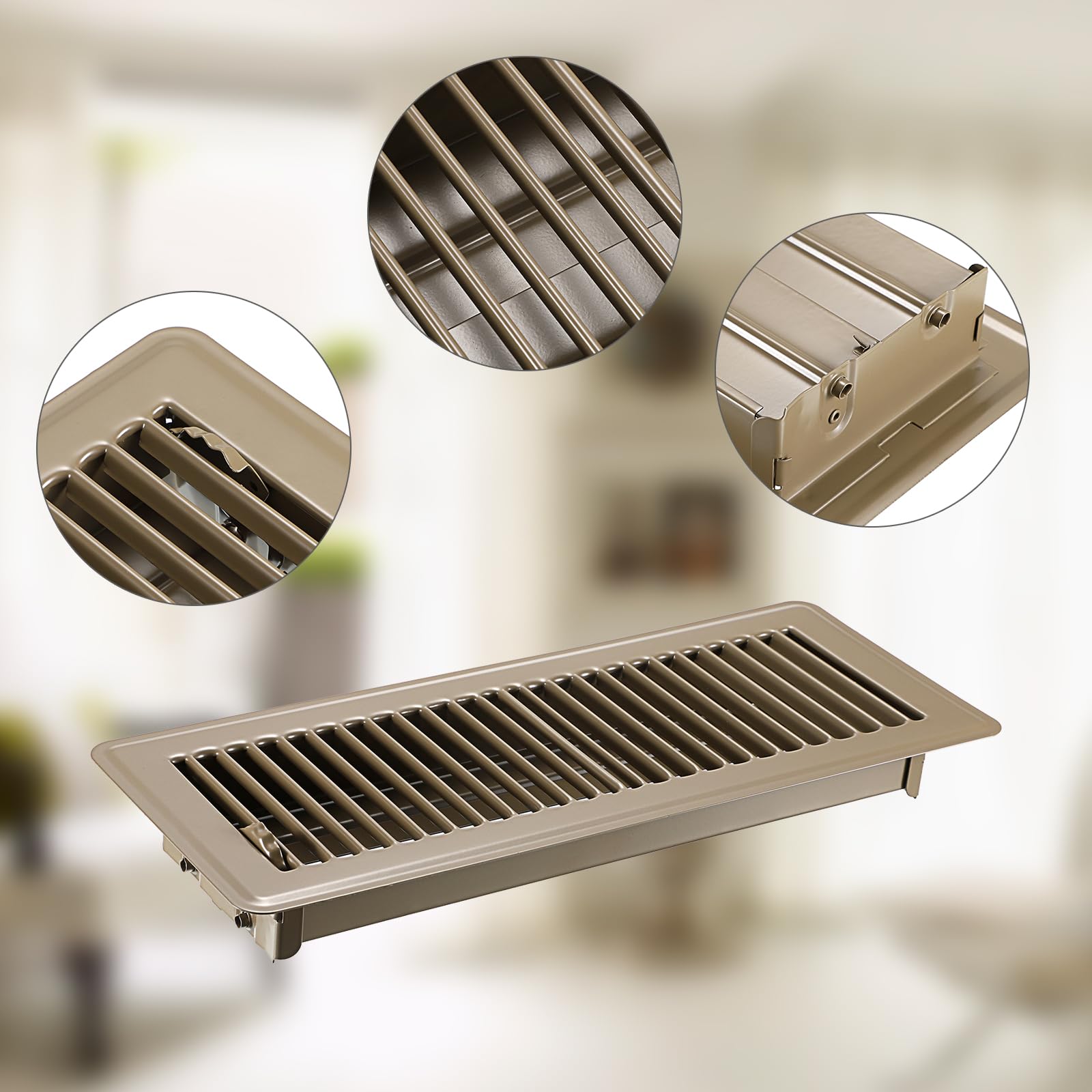 Sumnacon Pack of 6 Floor Vent Covers Metal Floor Register 4 x 12 Inch ...