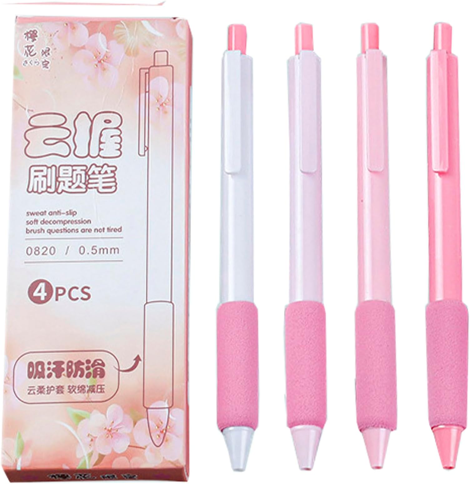 Amazon.com: mebkmi Pink Pens, 4 PCS Pink Gel Pens, Soft Grip Cover ...