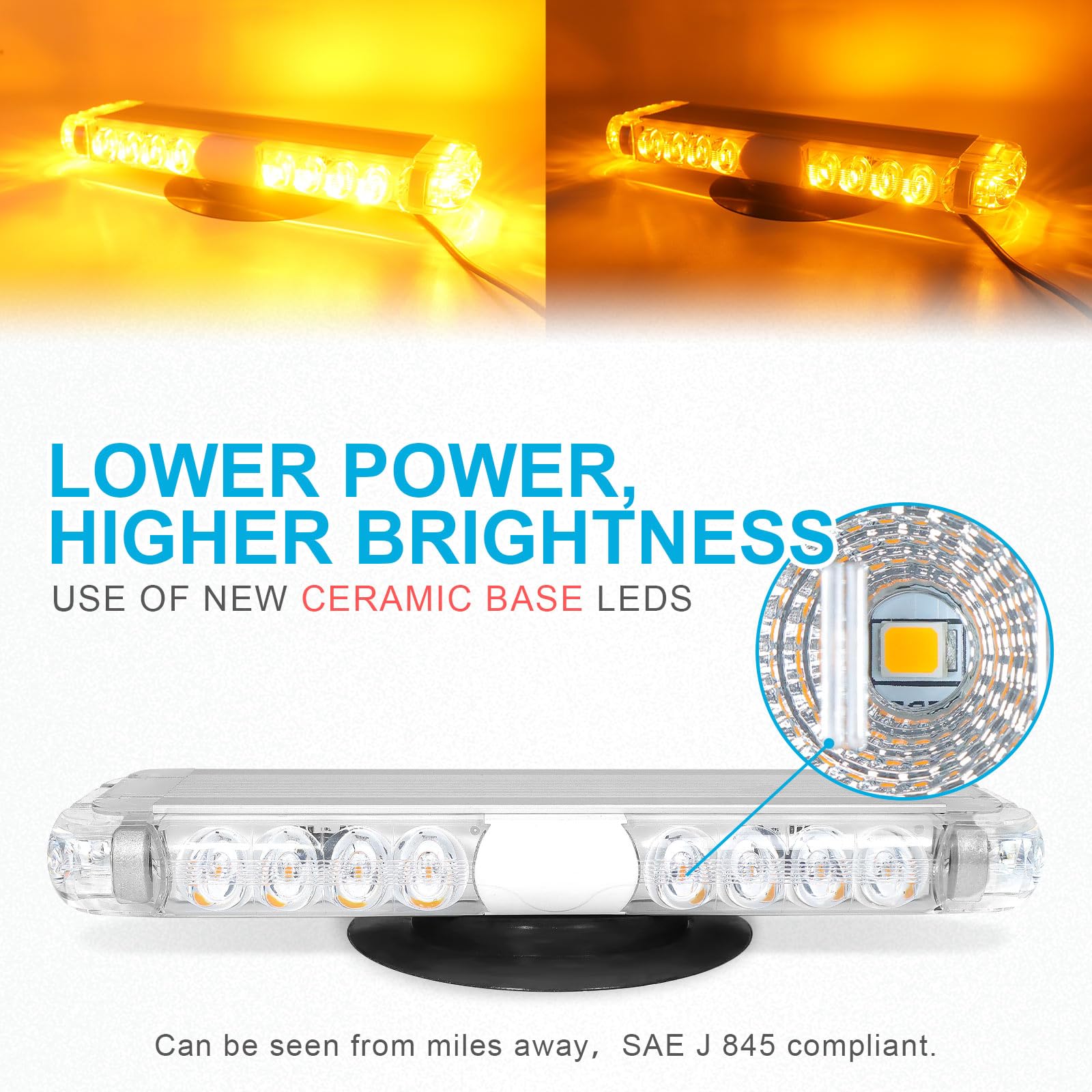 Snapklik.com : Modular Magnetic Strobe Light Bar, 12 Inch Amber LED ...