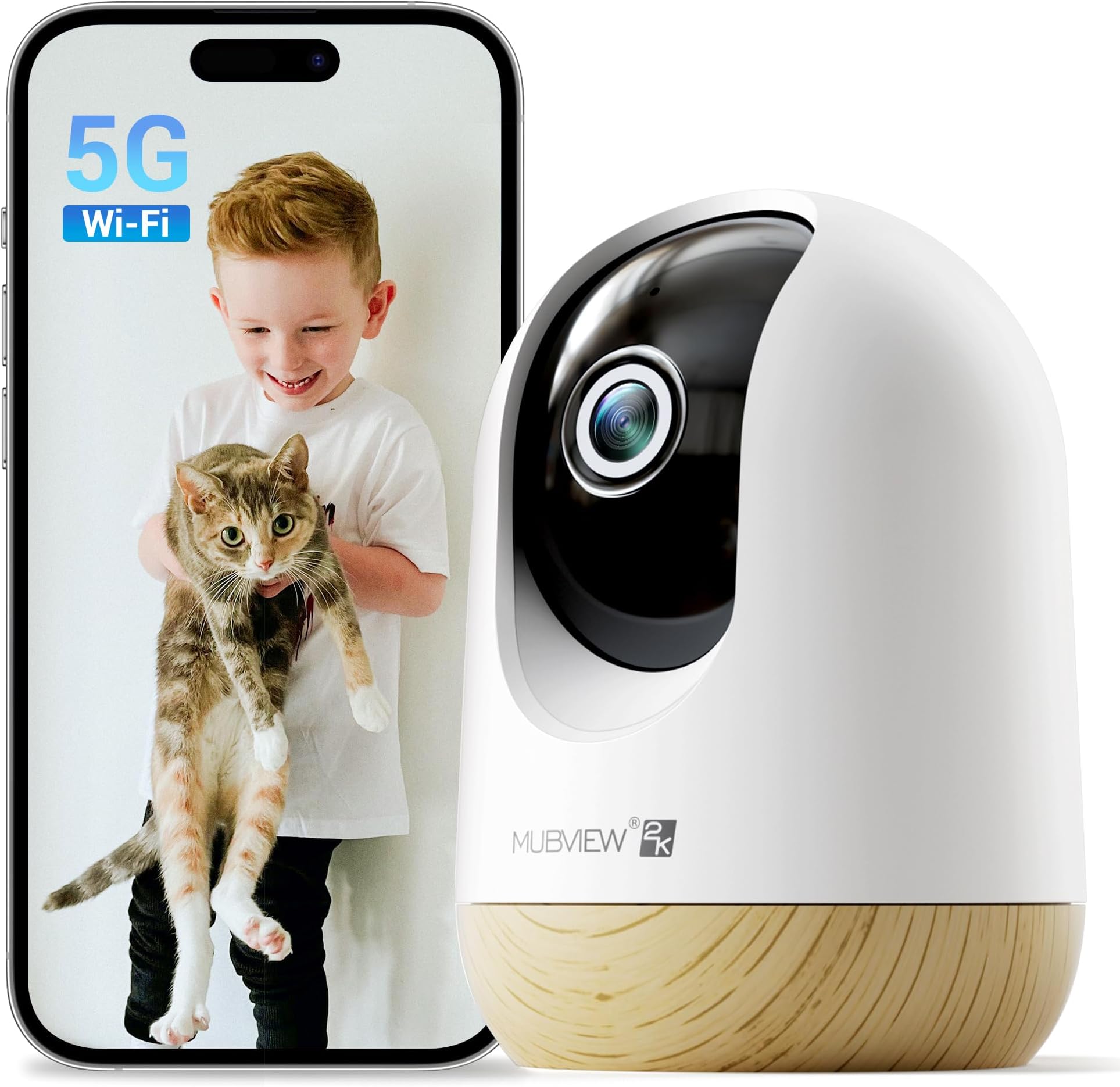 Amazon.com : MUBVIEW 5G WiFi Indoor Security Camera No Subscription ...