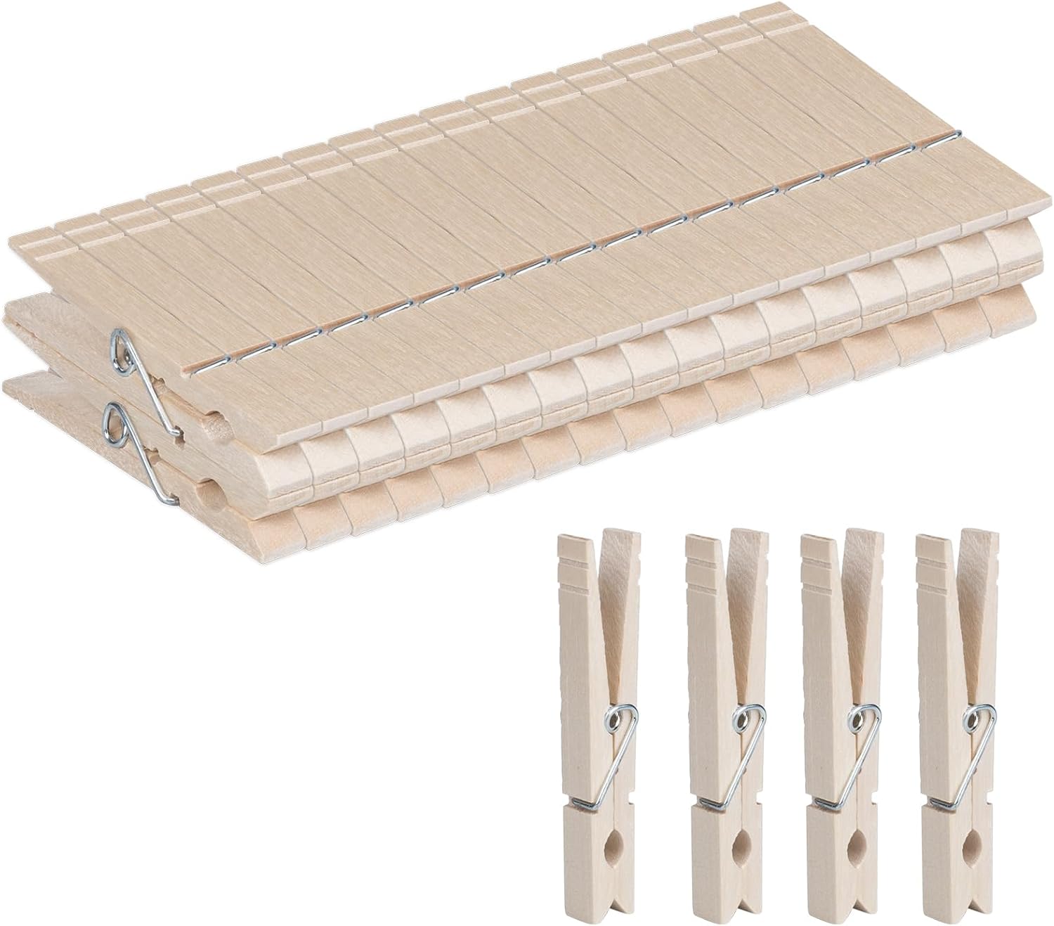 ONLYQIQIU 32PCS Wooden Clothes Pegs 8.4CM Strong Laundry Pegs Washing ...