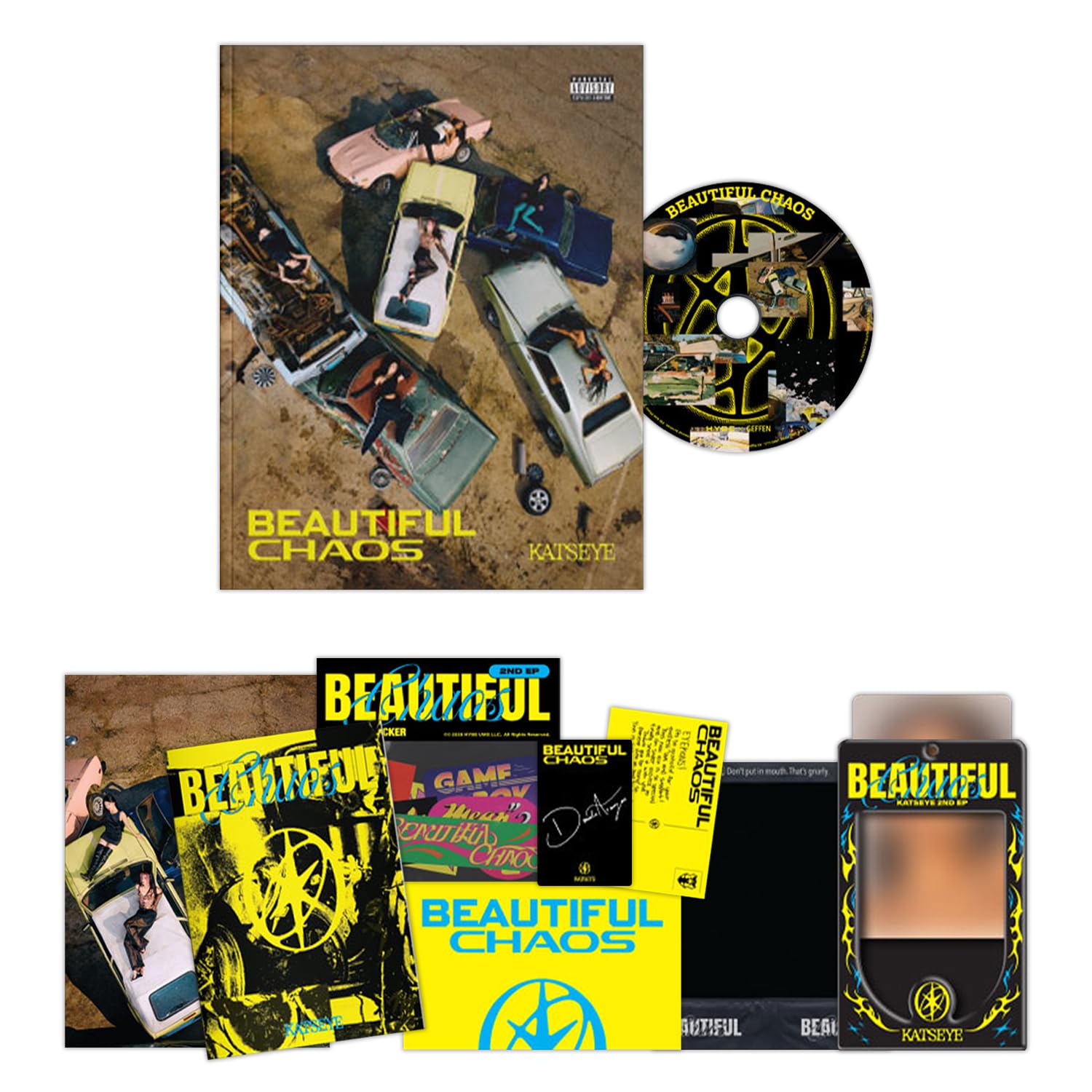 KATSEYE - [BEAUTIFUL CHAOS] (CHAOTIC Ver.) Photobook + Photocard + Folded Poster + Postcard ...