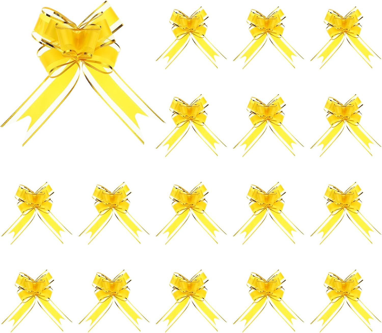 Amazon.com: uxcell 50pcs Yellow Pull Bows 5.9 Inches Wide Large Ribbon ...