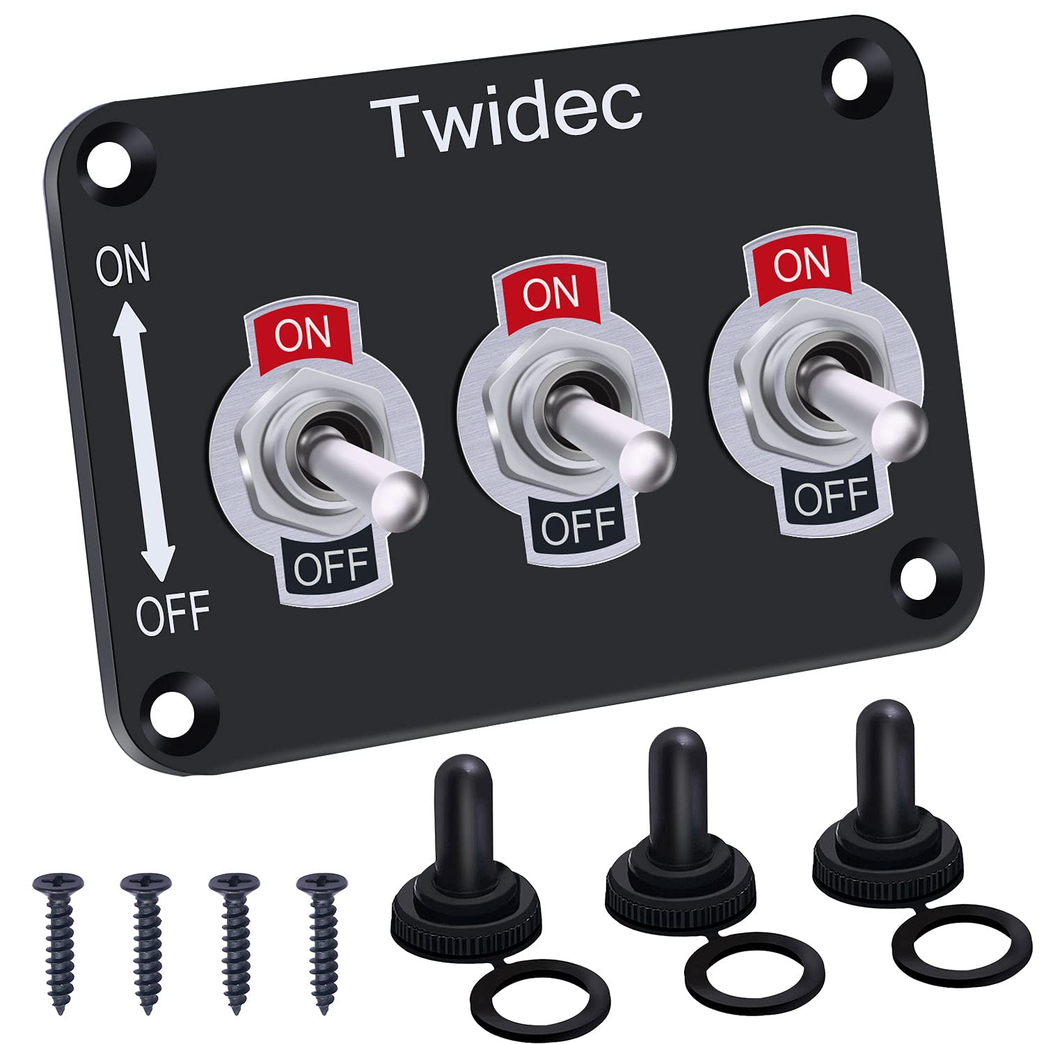 Twidec/3 Gang Rocker Toggle Switch Metal Panel with 16A 250V AC/12V DC ...