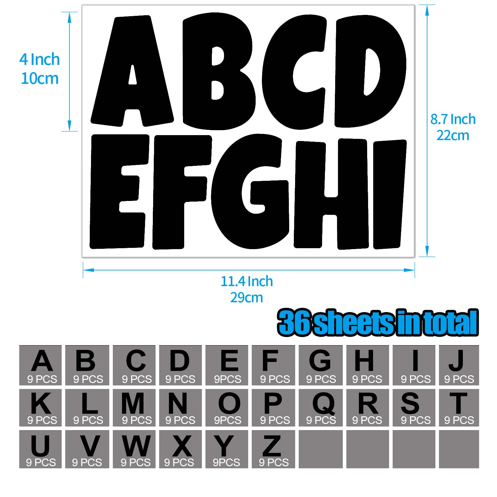 Snapklik.com : Bemeol Letter Stickers 351 Pieces 4 Inch Bulletin Board ...