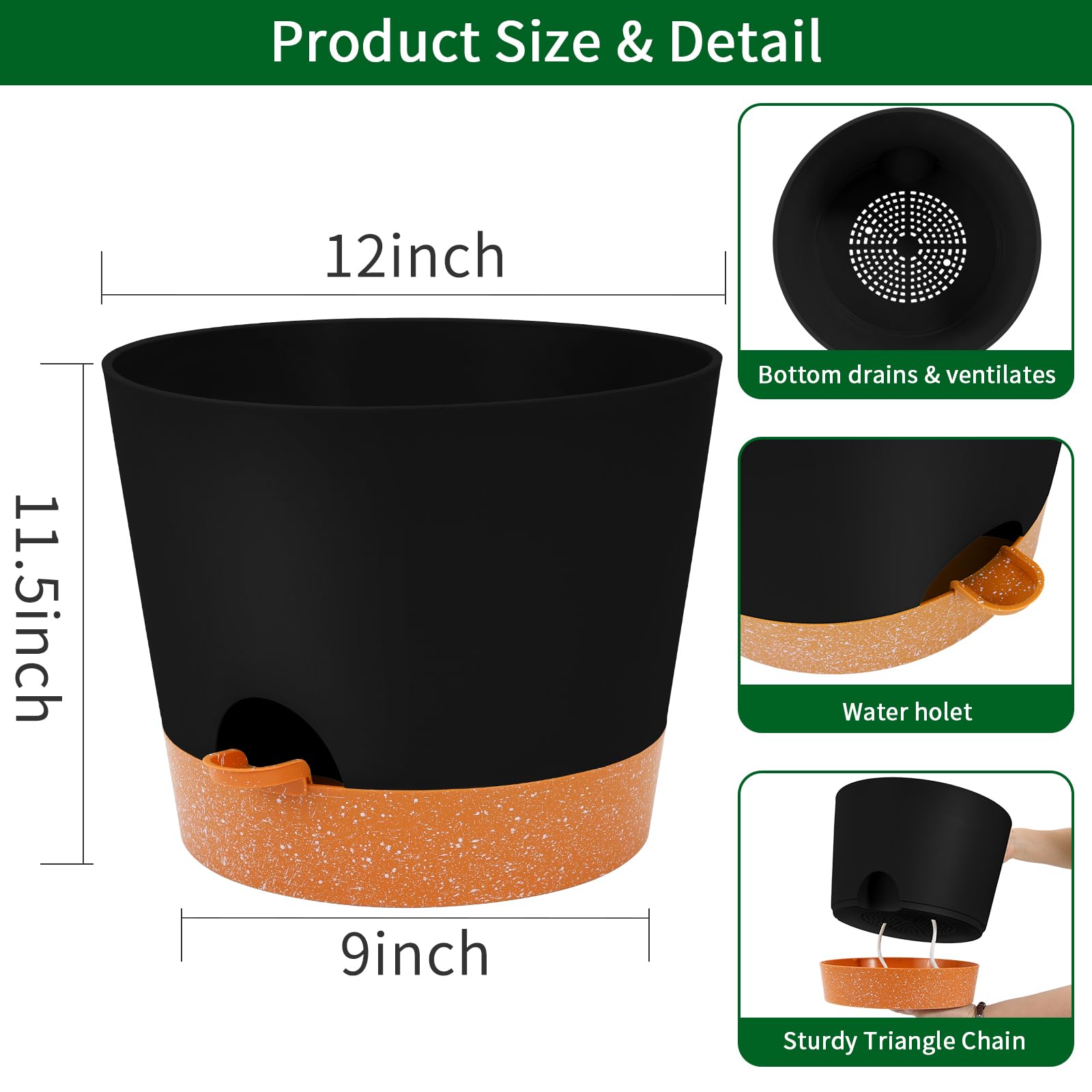 Snapklik.com : GARDIFE 12 Inch Plant Pots, Planters, Self Watering Pots ...