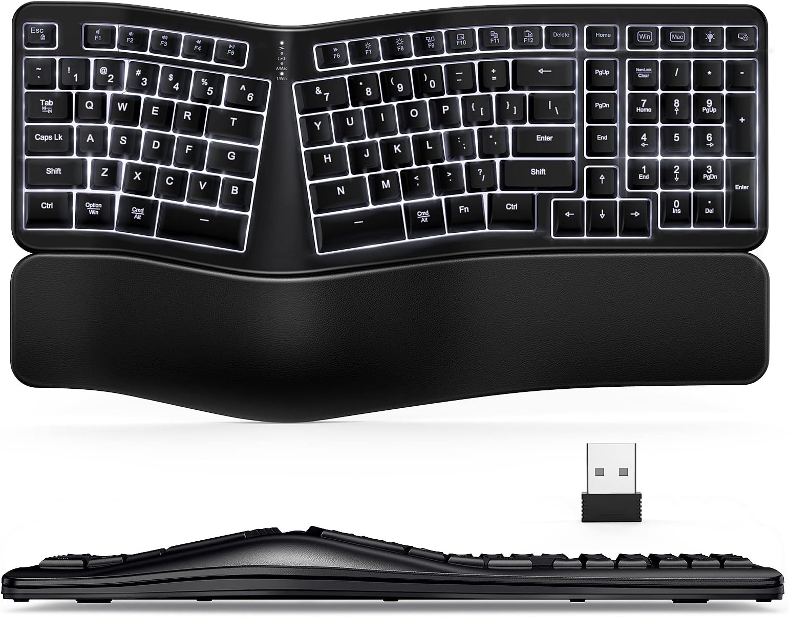 Amazon.com: TANNSEN Backlit Wireless Ergonomic Keyboard USB Split ...