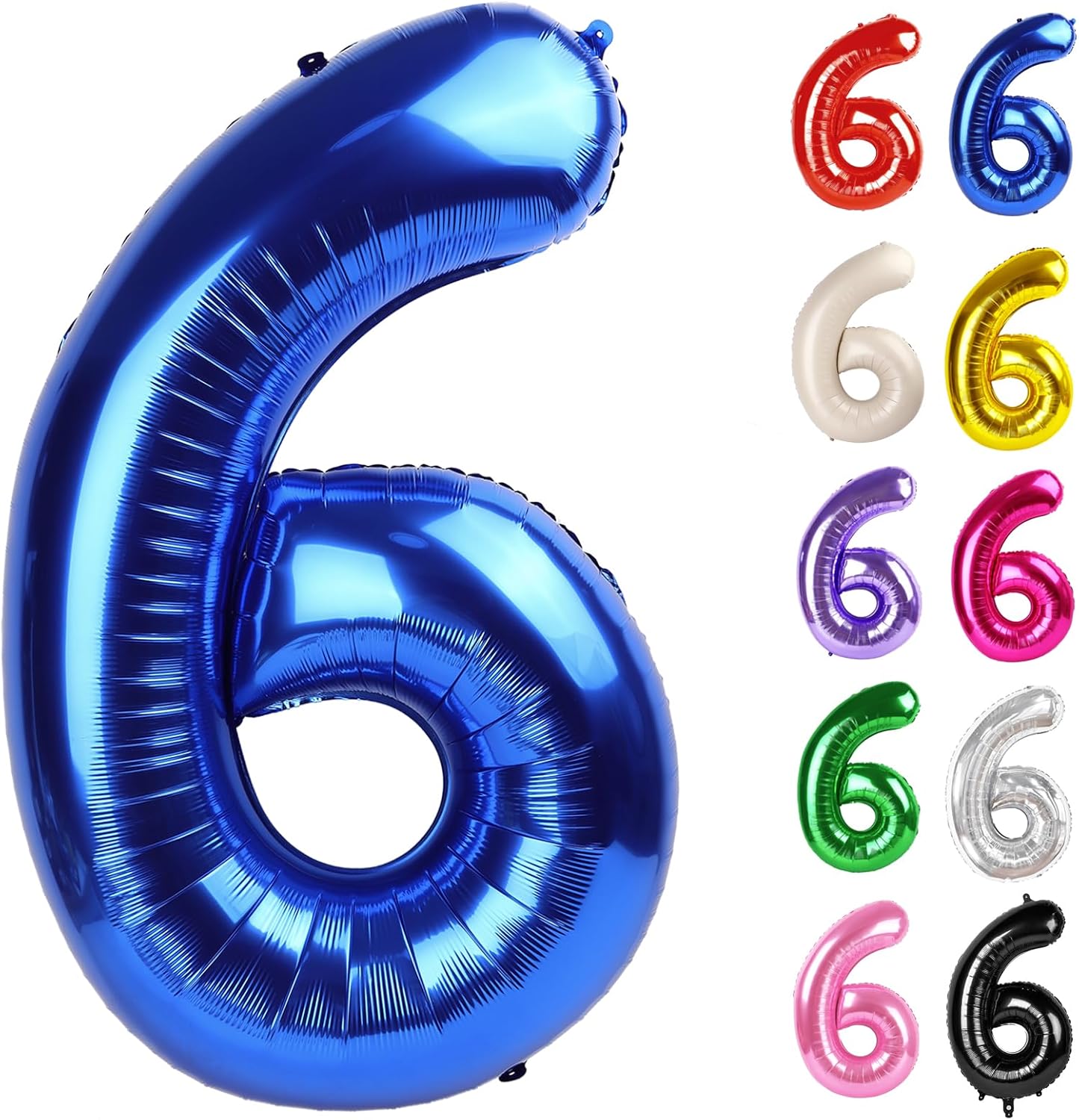 Amazon.com: Metallic Blue Number 6 Balloon 40 Inch, 6 Balloon Number ...