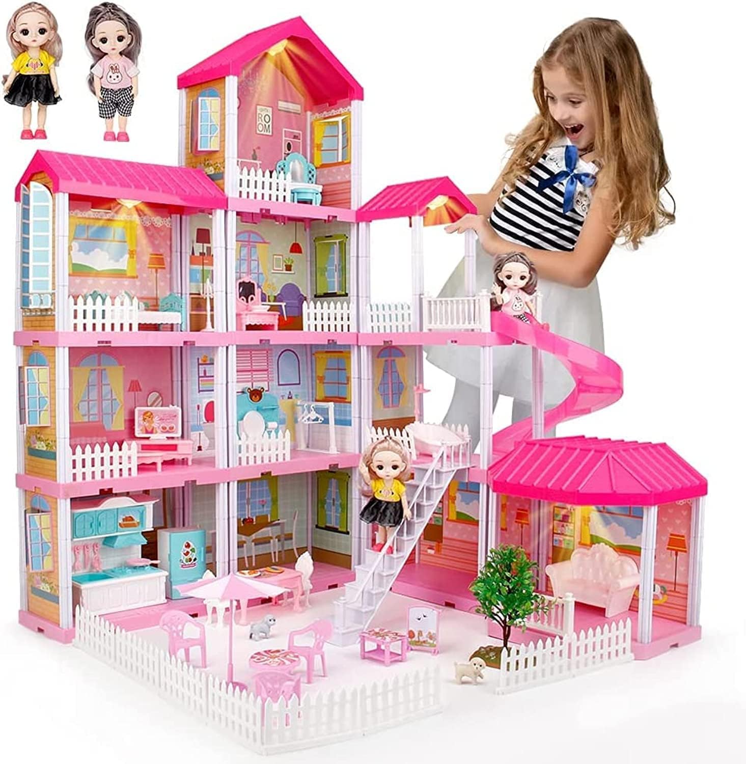 Dollhouse Dreamhouse, Doll House for Indoor for Girl, Toy House with ...
