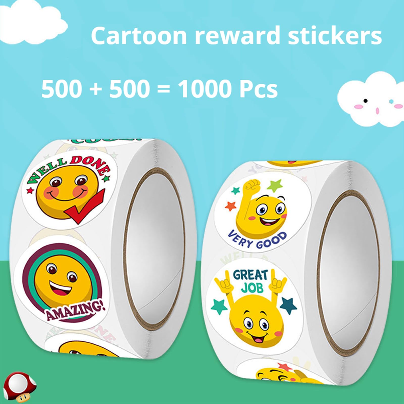 Snapklik.com : 1000 PCS Smiling Face Round Stickers 1 Inch No Residue ...