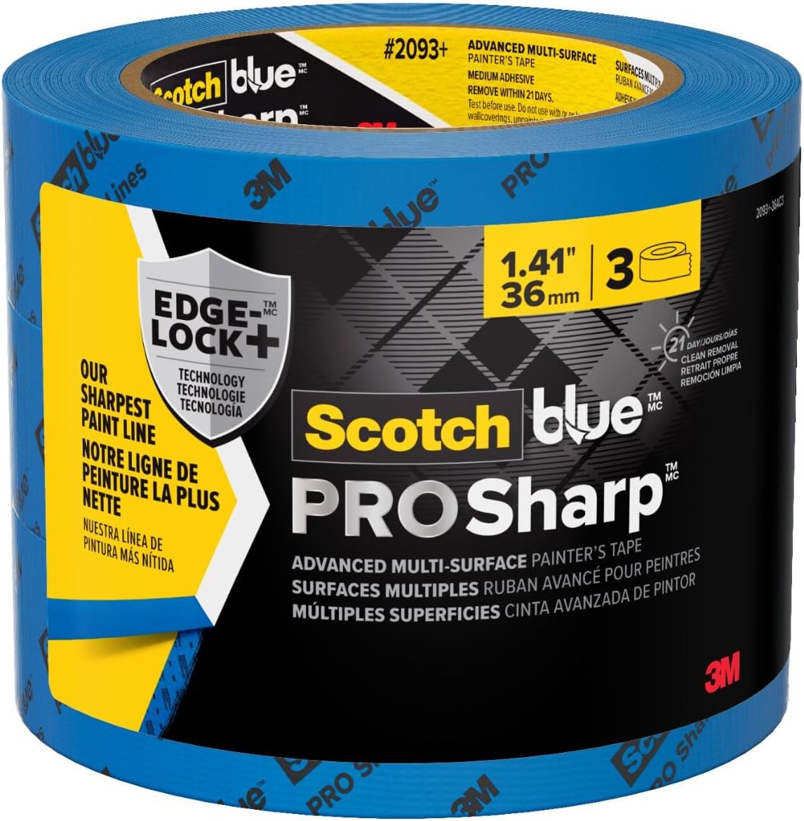 ScotchBlue PROSharp Painter's Tape 1.5 Inch Wide (1.41 in x 60 yd) 3 ...