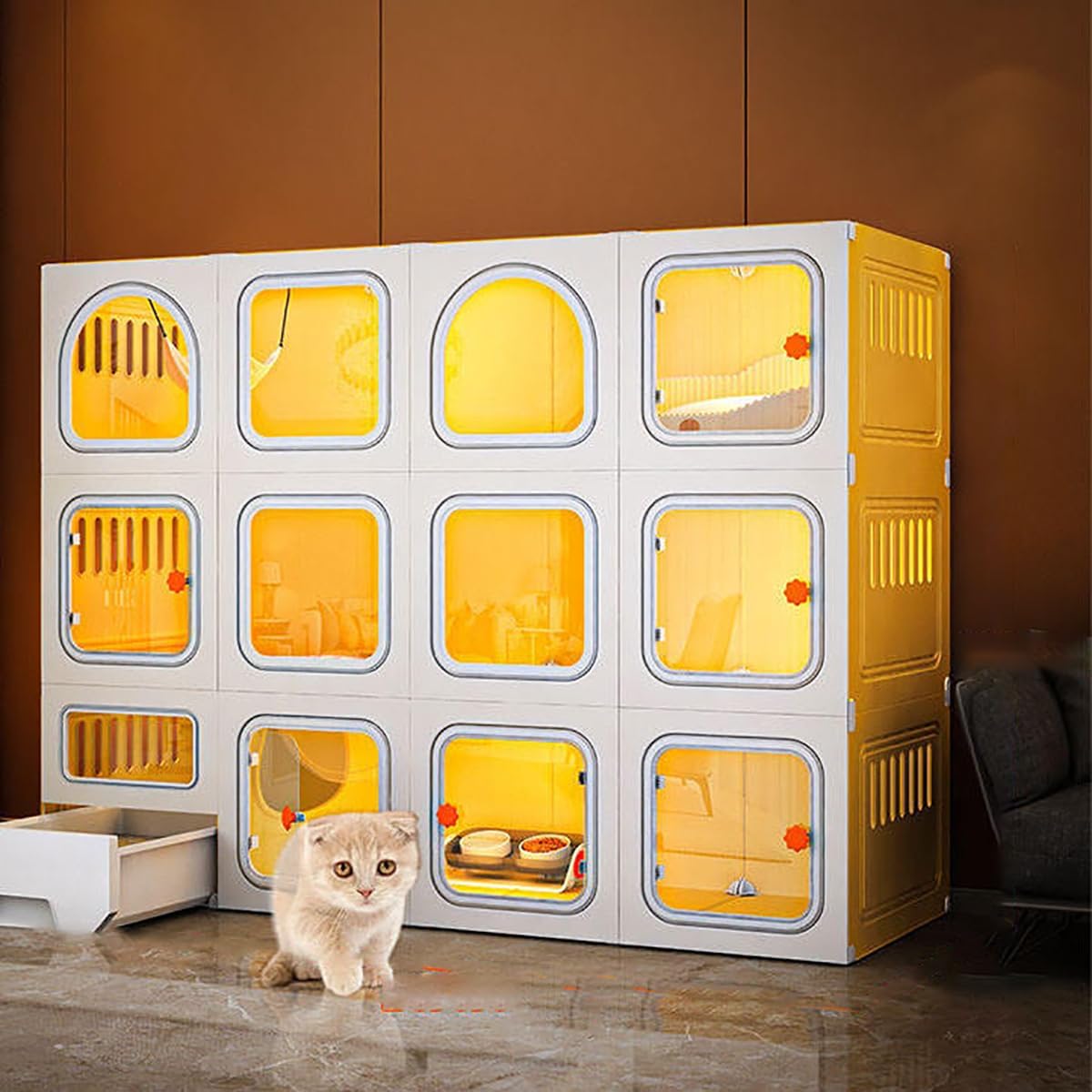 Large Space Cat Cage Outdoor Indoor Enclosure - Luxury Wooden House for ...