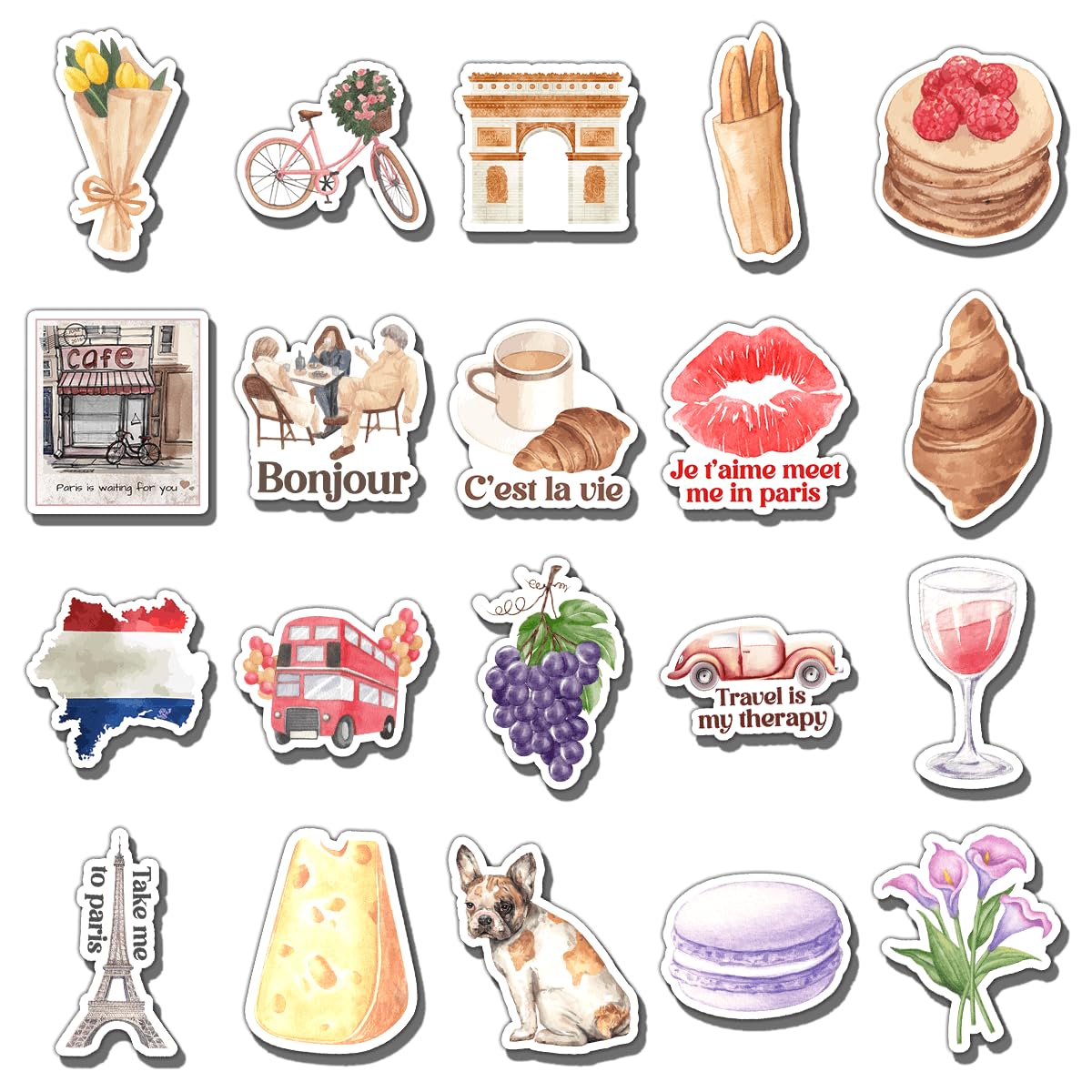 Amazon.com: 20 Pack pcs French France Stickers for Water Bottles ...