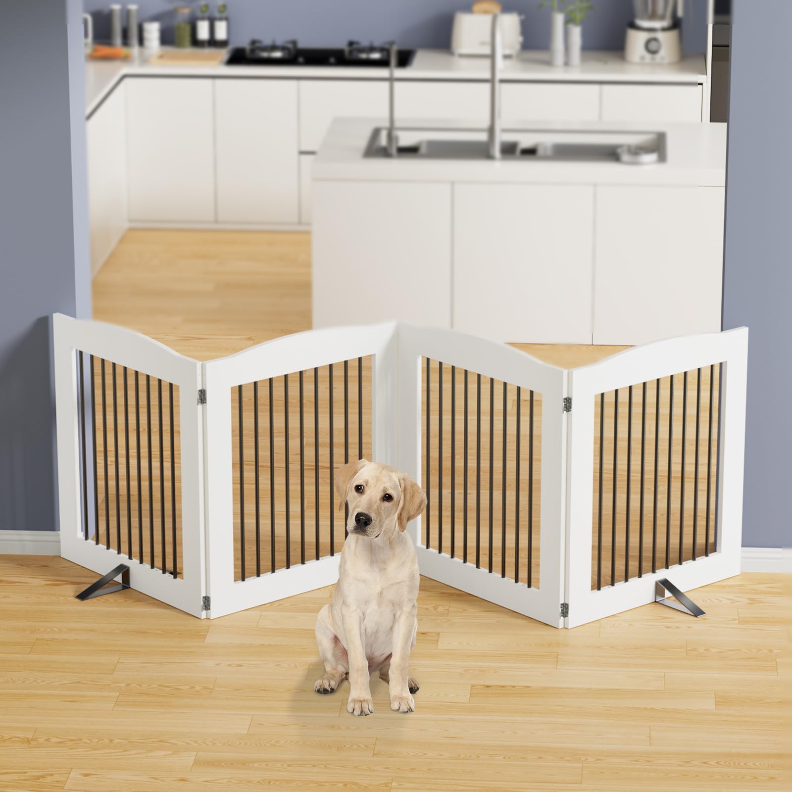 Snapklik.com : Freestanding Dog Gates, 32" Height Dog Gate Indoor, 96 ...