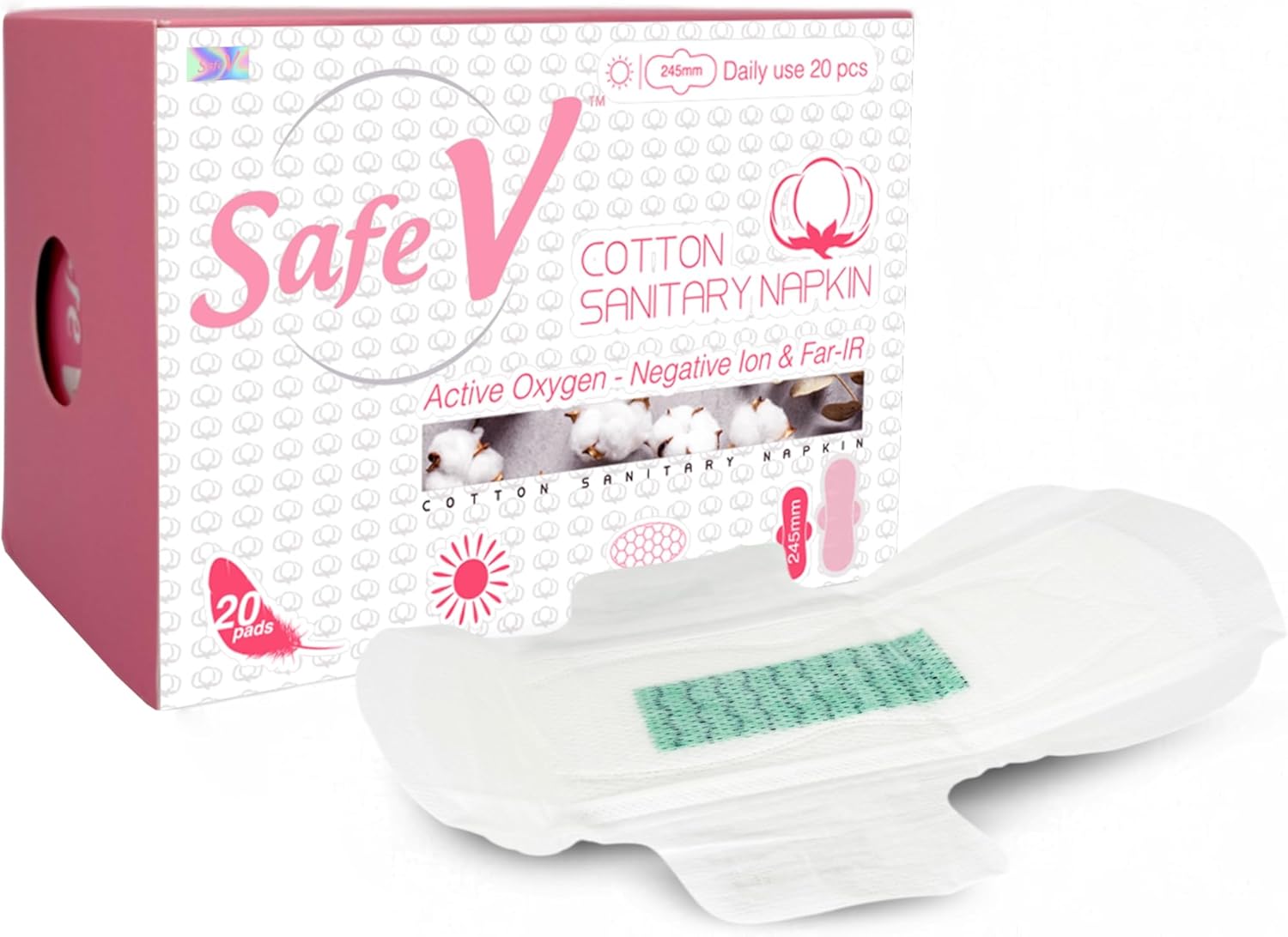 Amazon.com: Safe V Sanitary Napkins for Women, 20pcs (245mm) - Day Use ...