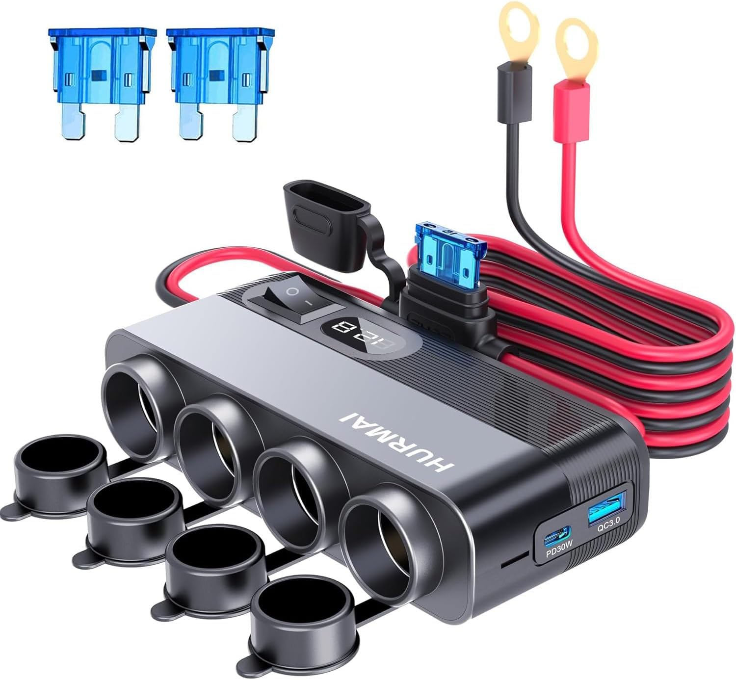 Amazon.com: 12V Socket Power Outlet, 10FT Cable 24V 216W Multi Port ...