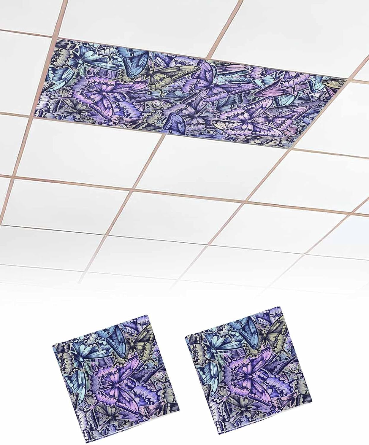 2 Pack Fluorescent Light Cover for Classroom Ceiling Light, Butterfly ...