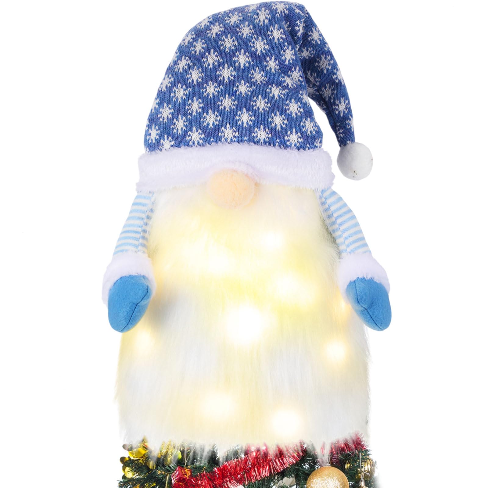 Amazon.com: Gejoy Blue Christmas Tree Topper with Lights 23.62 x 7.87 ...