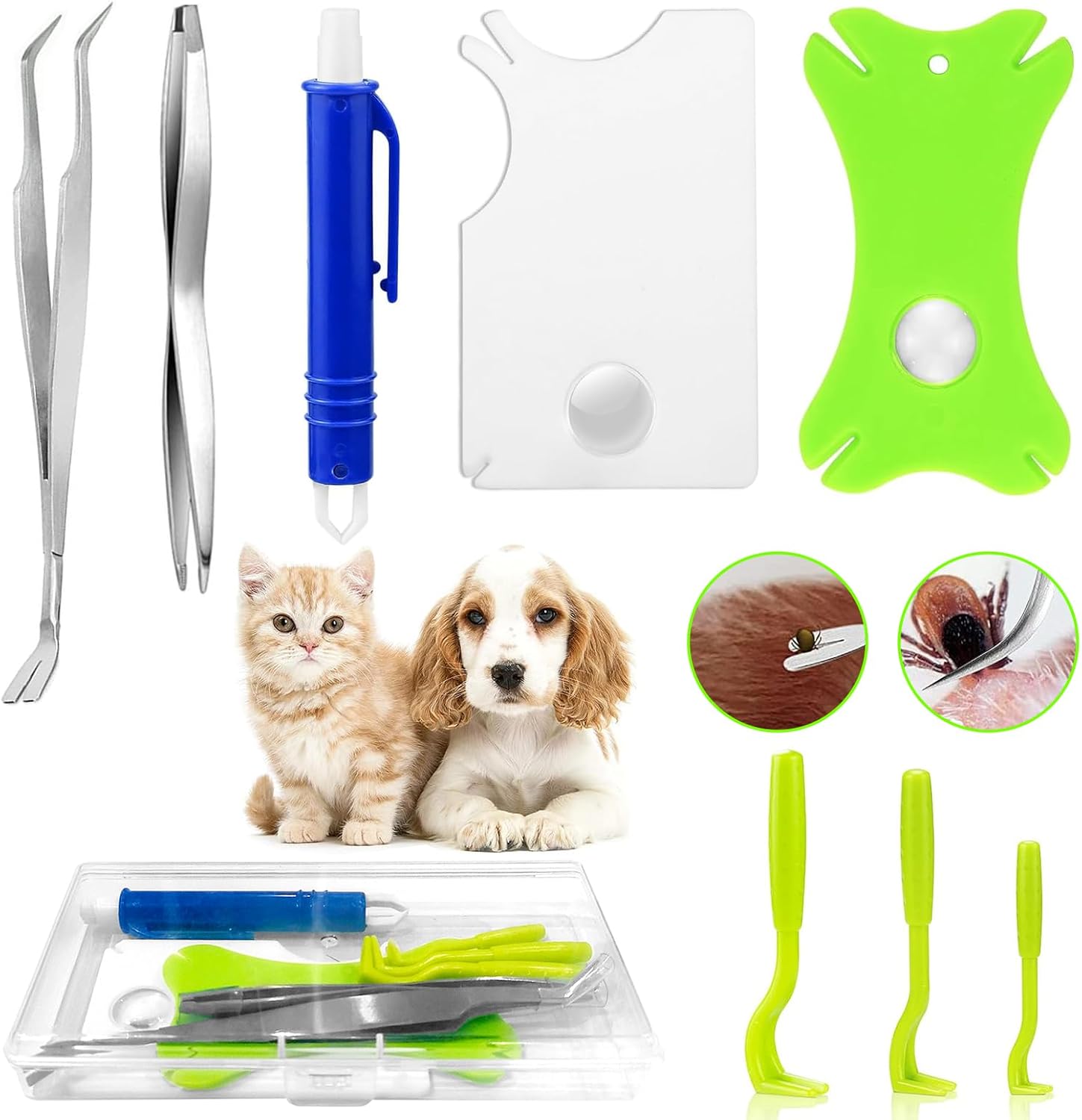 TAIHOBO Set of 8 Tick Tweezers for People and Pets, Professional Tick ...