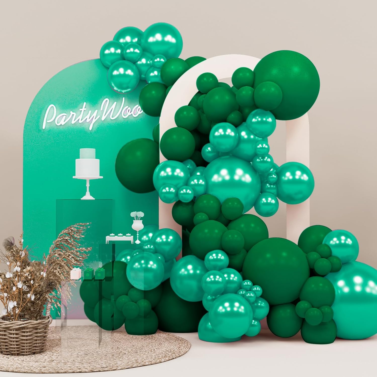 Amazon.com: PartyWoo Green Balloons, 140 pcs Hunter Green and Metallic Green Balloons Different ...