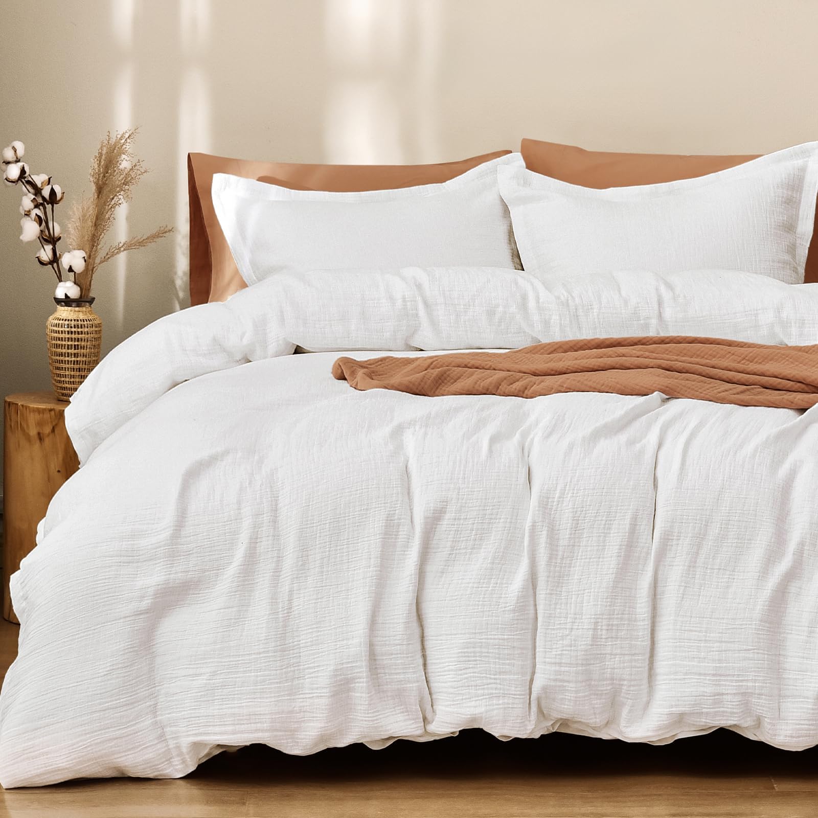 Amazon.com: SE SOFTEXLY Muslin Duvet Cover Queen Size, 100% Washed ...