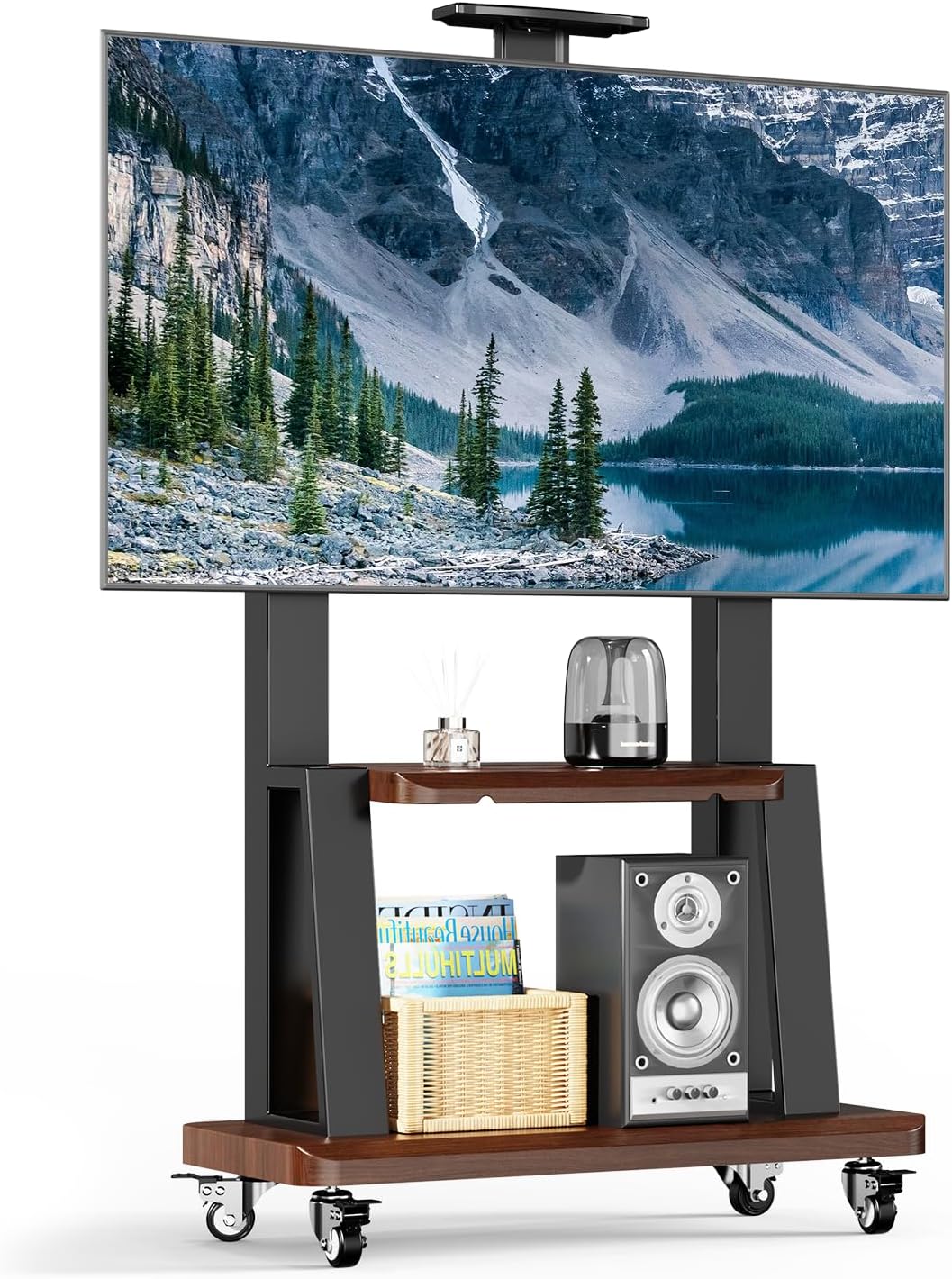 Amazon.com: Rolling TV Stand with Large Storage and Foldable Table ...