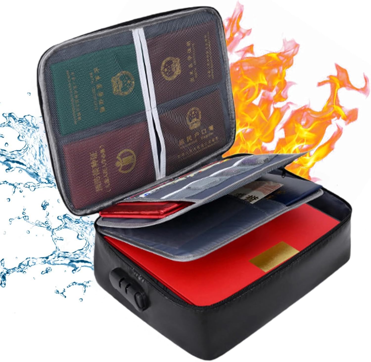 Amazon.com: LEAQU Fireproof Document Box with Lock, 3-Layer Fireproof ...