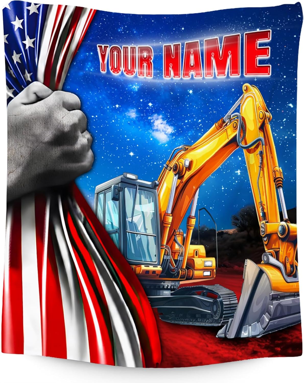 Amazon.com: Kids Blanket Gifts Personalized Excavator Blankets for Boys ...