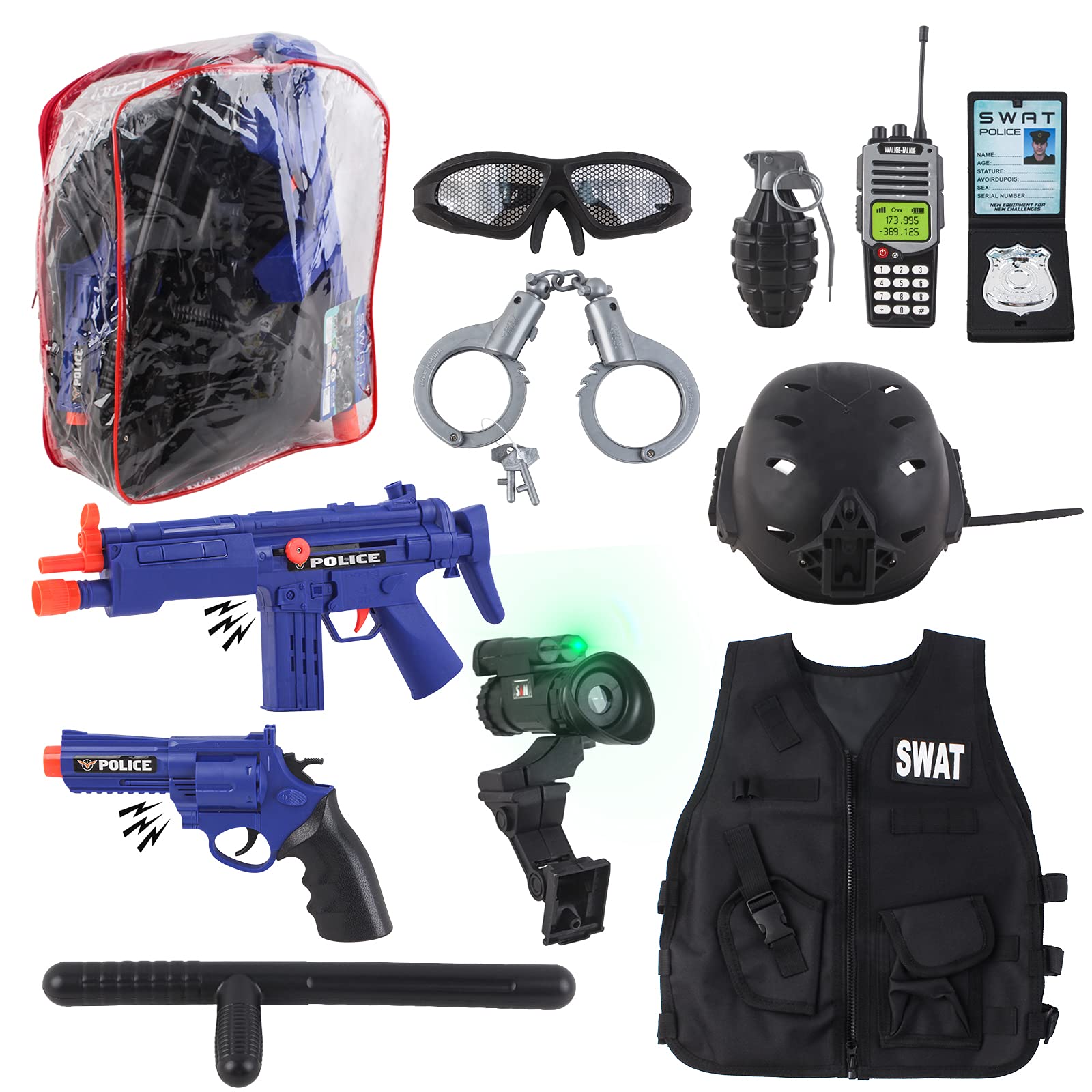 deAO Role Play SWAT Force Play Set with a Vest, Helmet, Toy Grenades ...