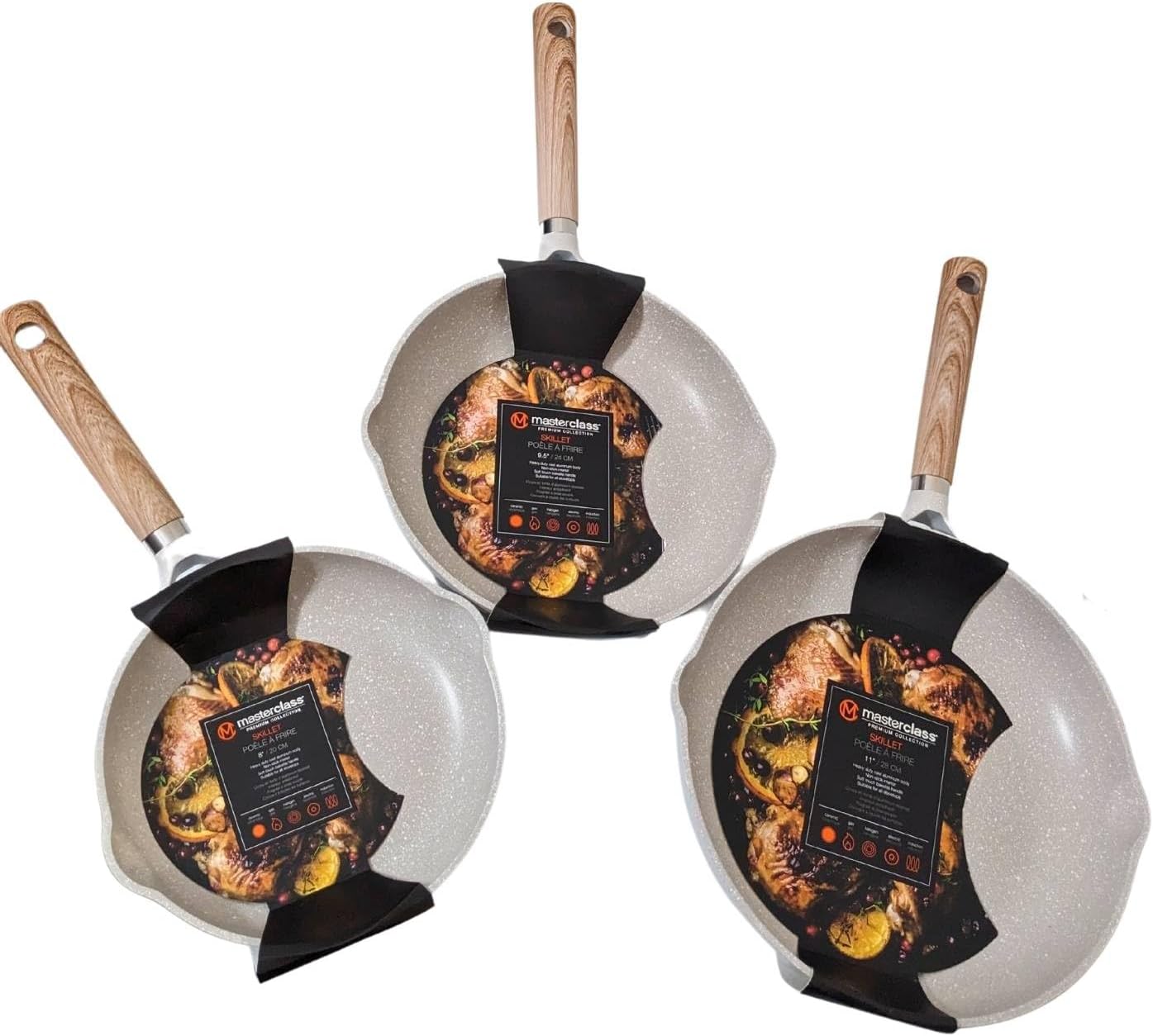 Amazon.com: Masterclass Premium Cookware Skillet Set - 8", 9.5", & 11 ...