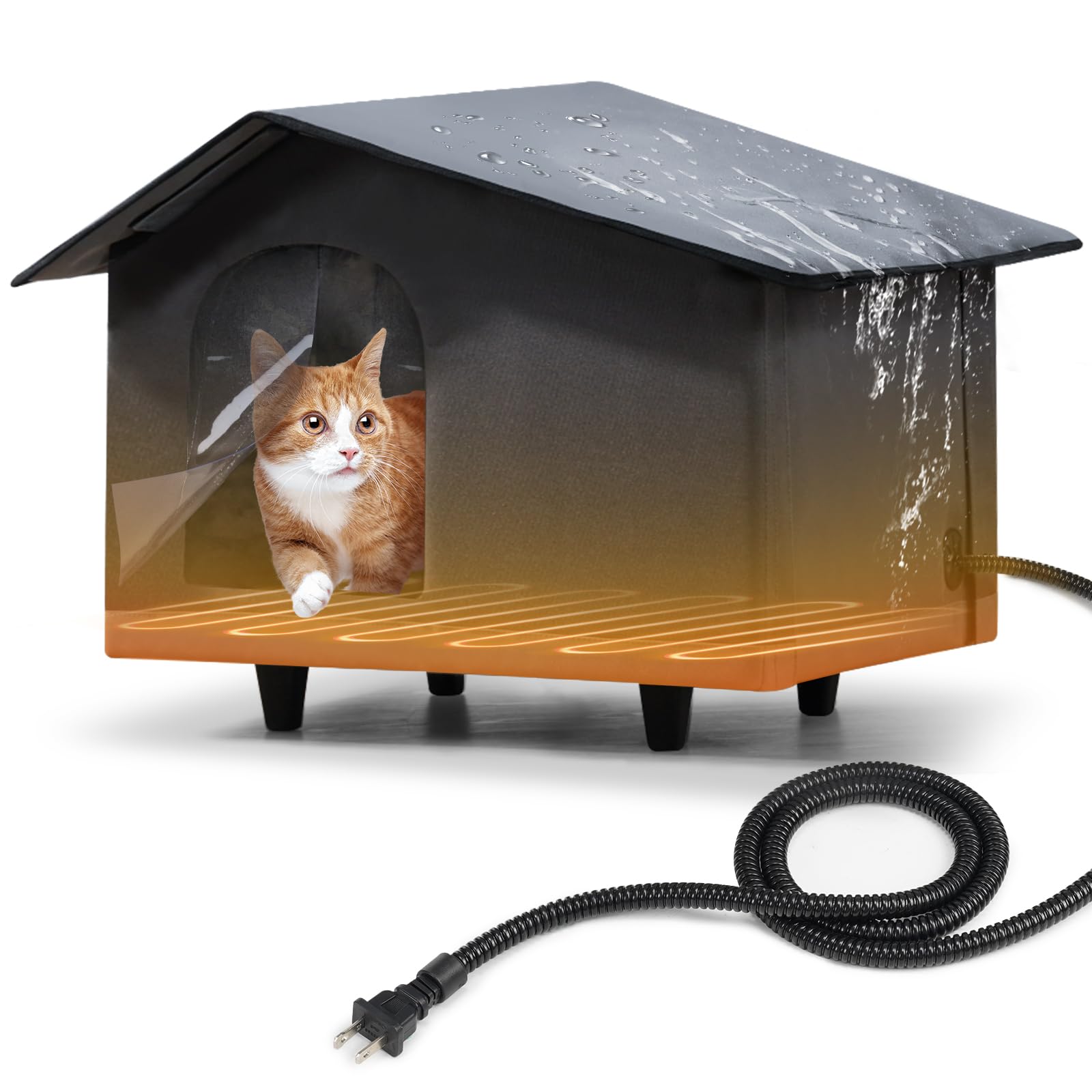Amazon.com : Heated Cat House for Outdoor Cats in Winter, Weatherproof ...