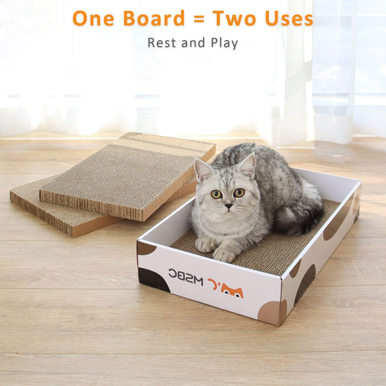 MSBC Durable Cat Scratcher Cardboard Refill, Cat Scratch Pad, 3 in 1 ...