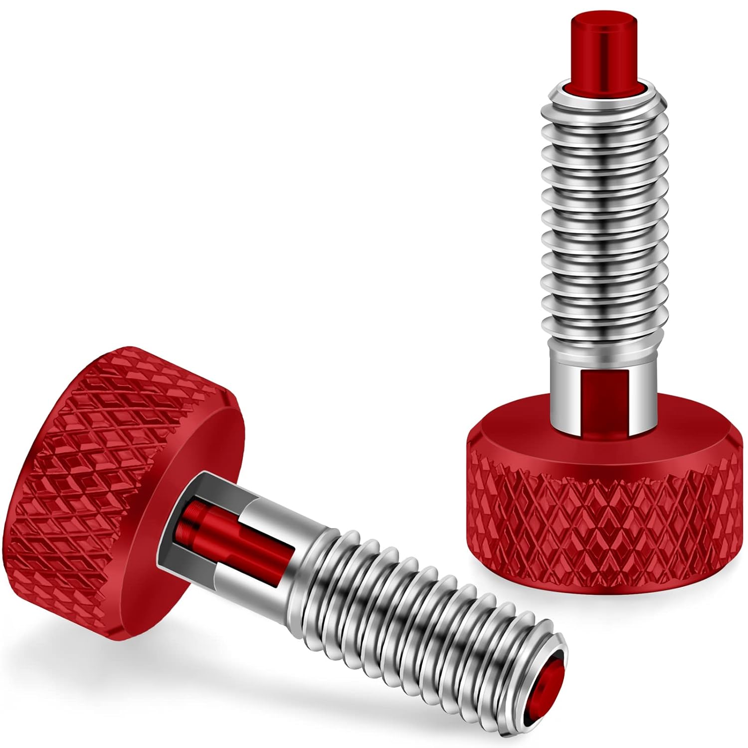 Therwen 2 Packs Red Hand Retractable Spring Plunger with Knurled Handle ...