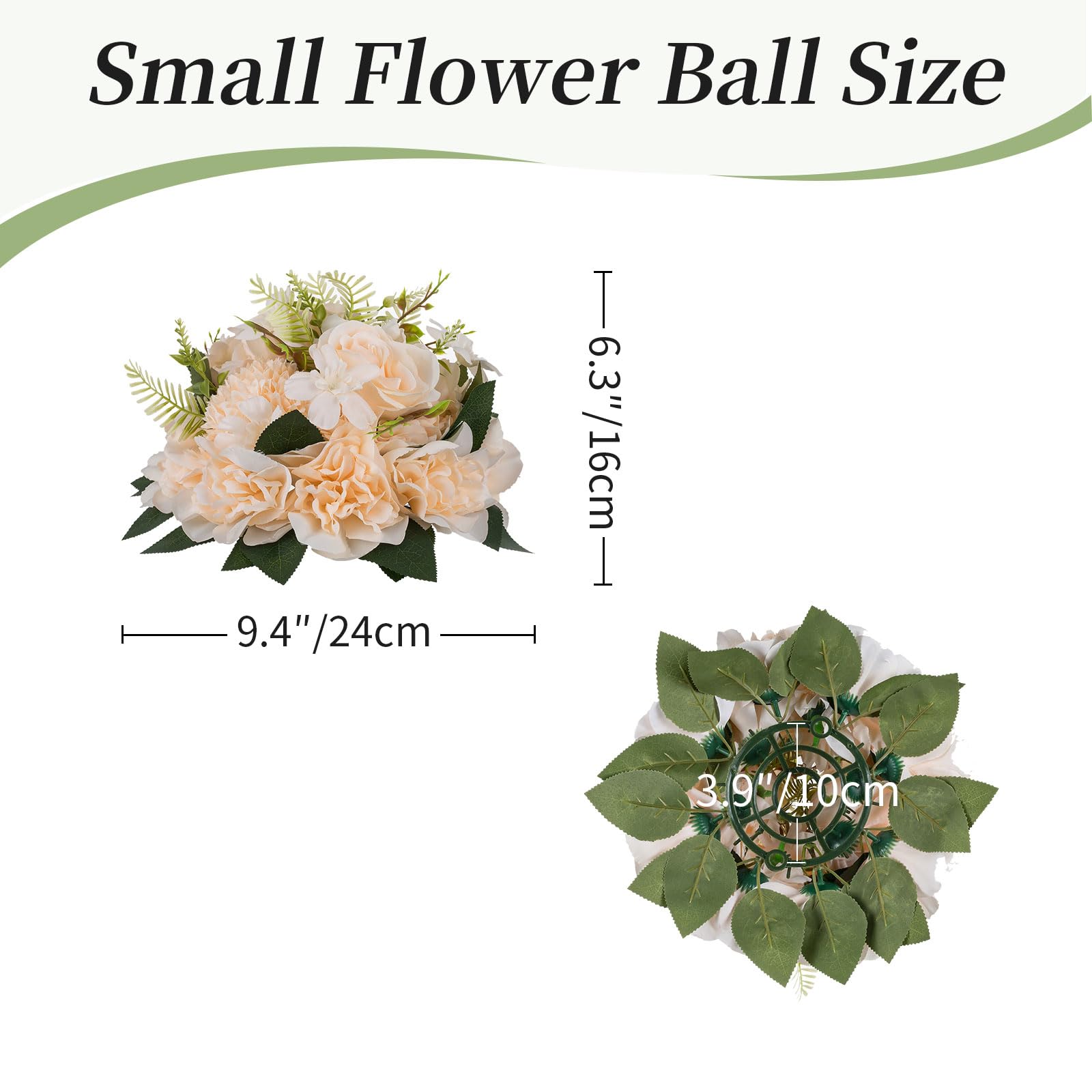 BLOSMON Fake Flower Ball Wedding Centerpieces 10 Pcs 9.5" Champagne ...