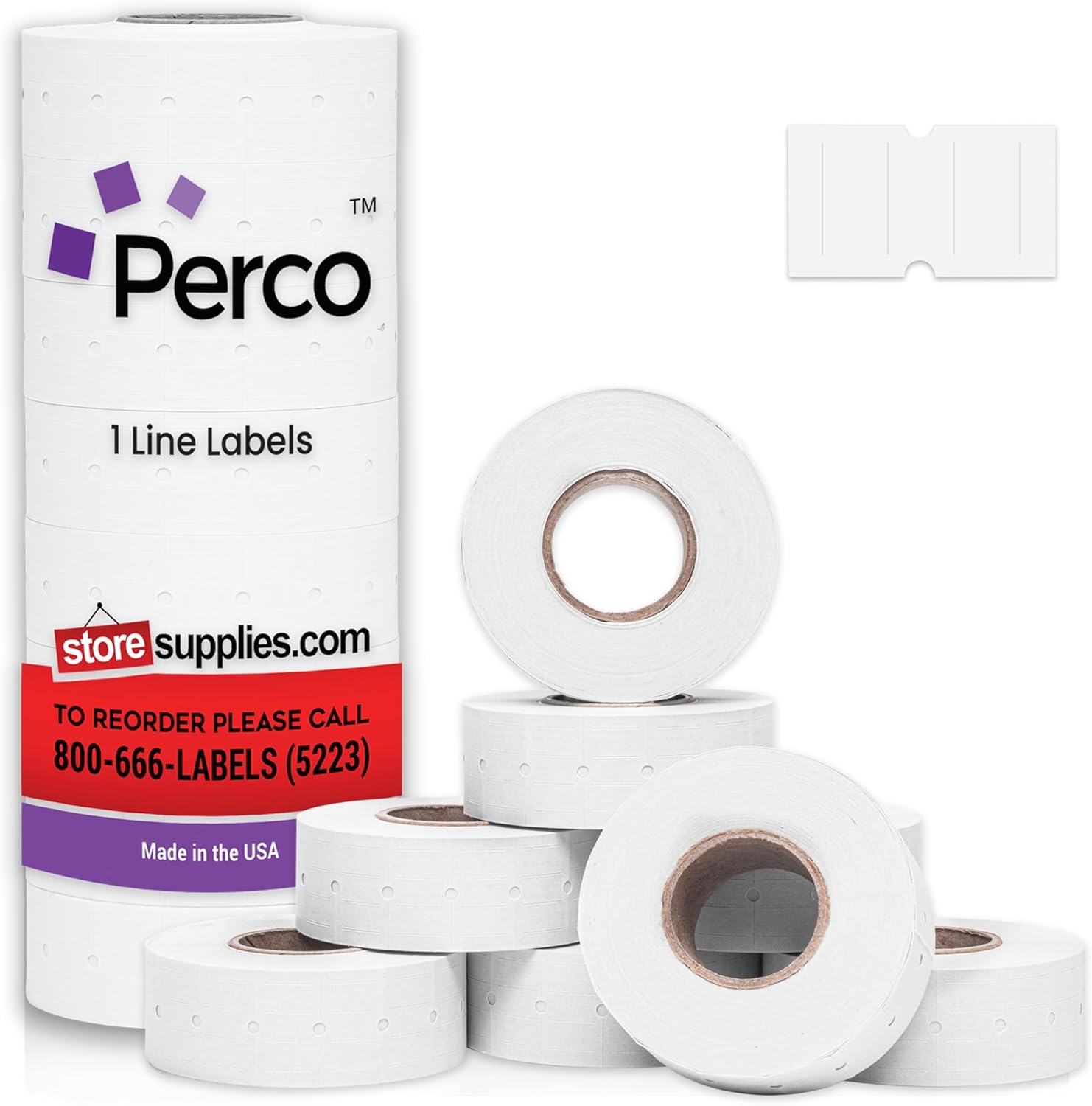 Perco 1 Line White Labels - 1 Sleeve, 8,000 Blank Price and Date Gun ...