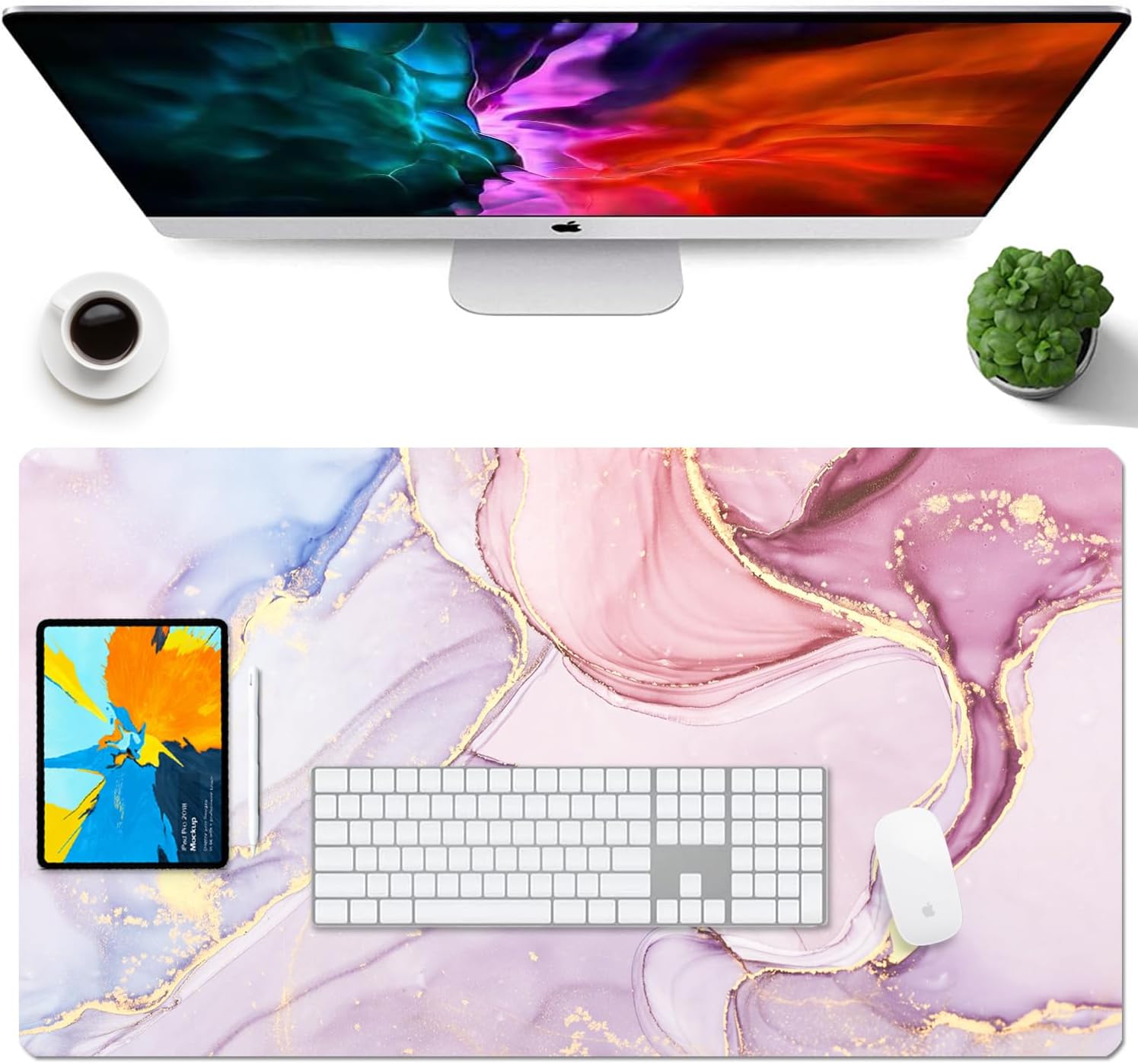 Amazon.com : Aisakoc Desk Mat Desk Mouse Pad, Dual Side PU Leather Desk ...