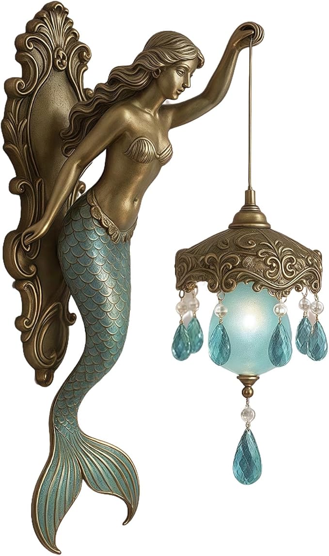 Xoktlde Mermaid Wall Lamp, 8Inch Vintage Mermaid Wall Sconce, Mermaid ...