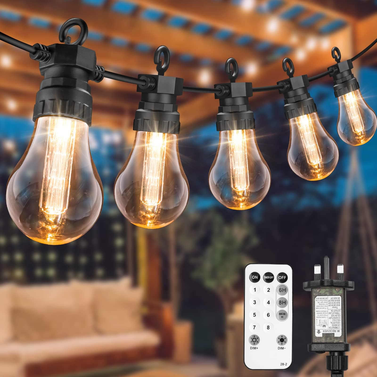 Festoon Lights Outdoor, 17M/55.77FT Connectable Outdoor String lights ...