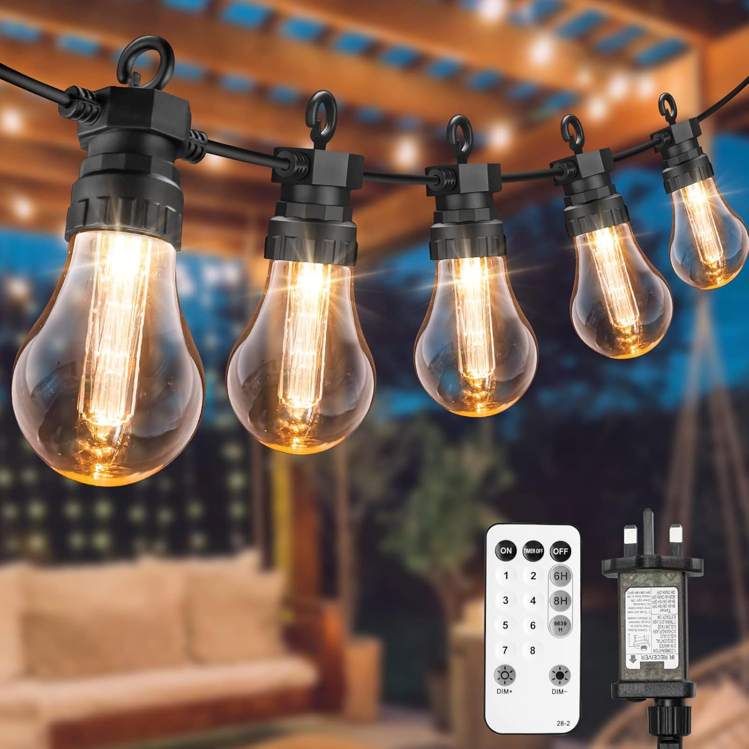 Festoon Lights Outdoor, 17M/55.77FT Connectable Outdoor String lights ...