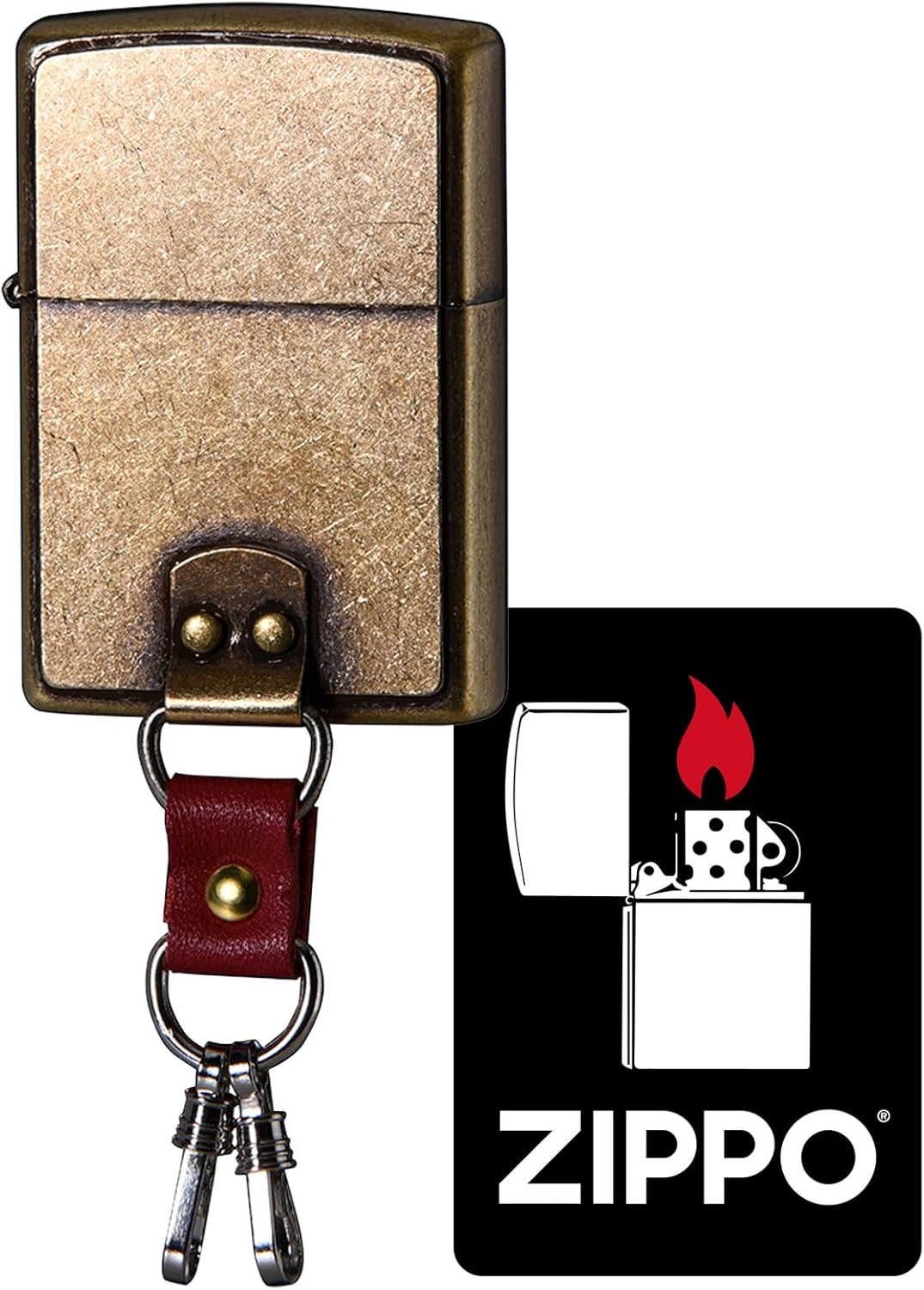 Amazon.com: Zippo 2BB-KEYRED Lighter, Windproof, Brass Keychain, Zippo ...